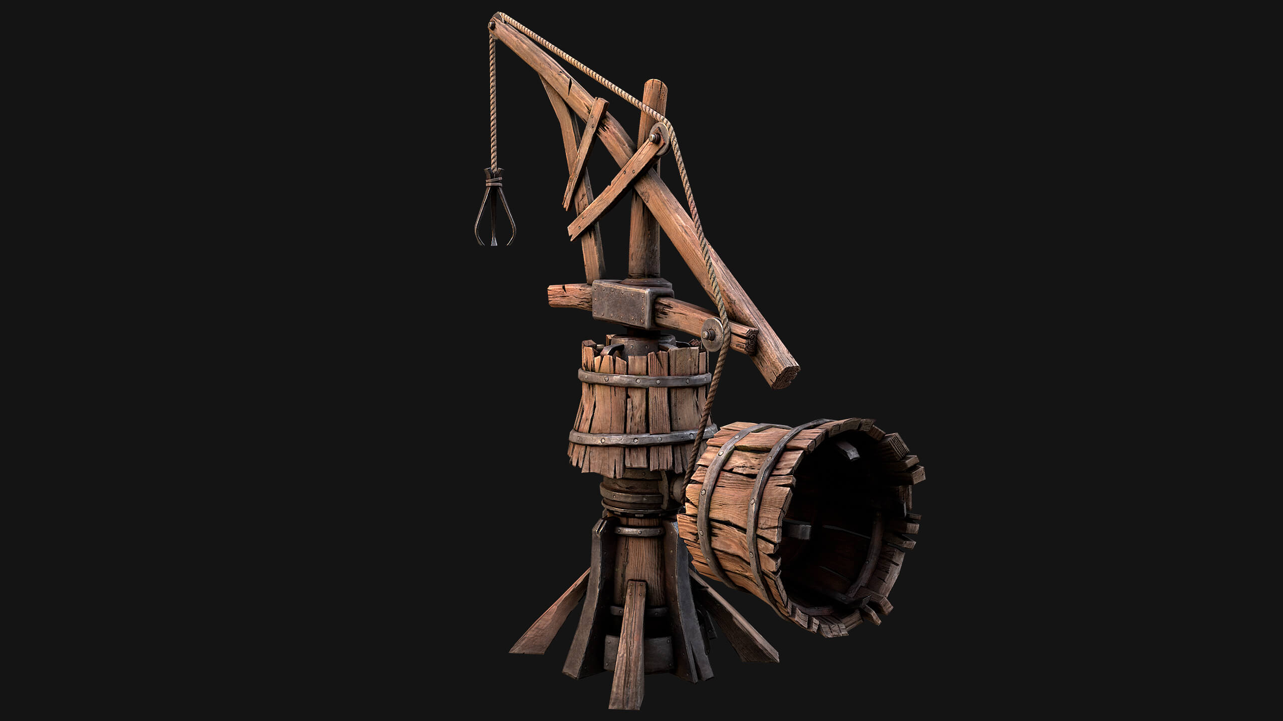 Medieval Crane Steampunk Quarry - 3D Model by Dereza