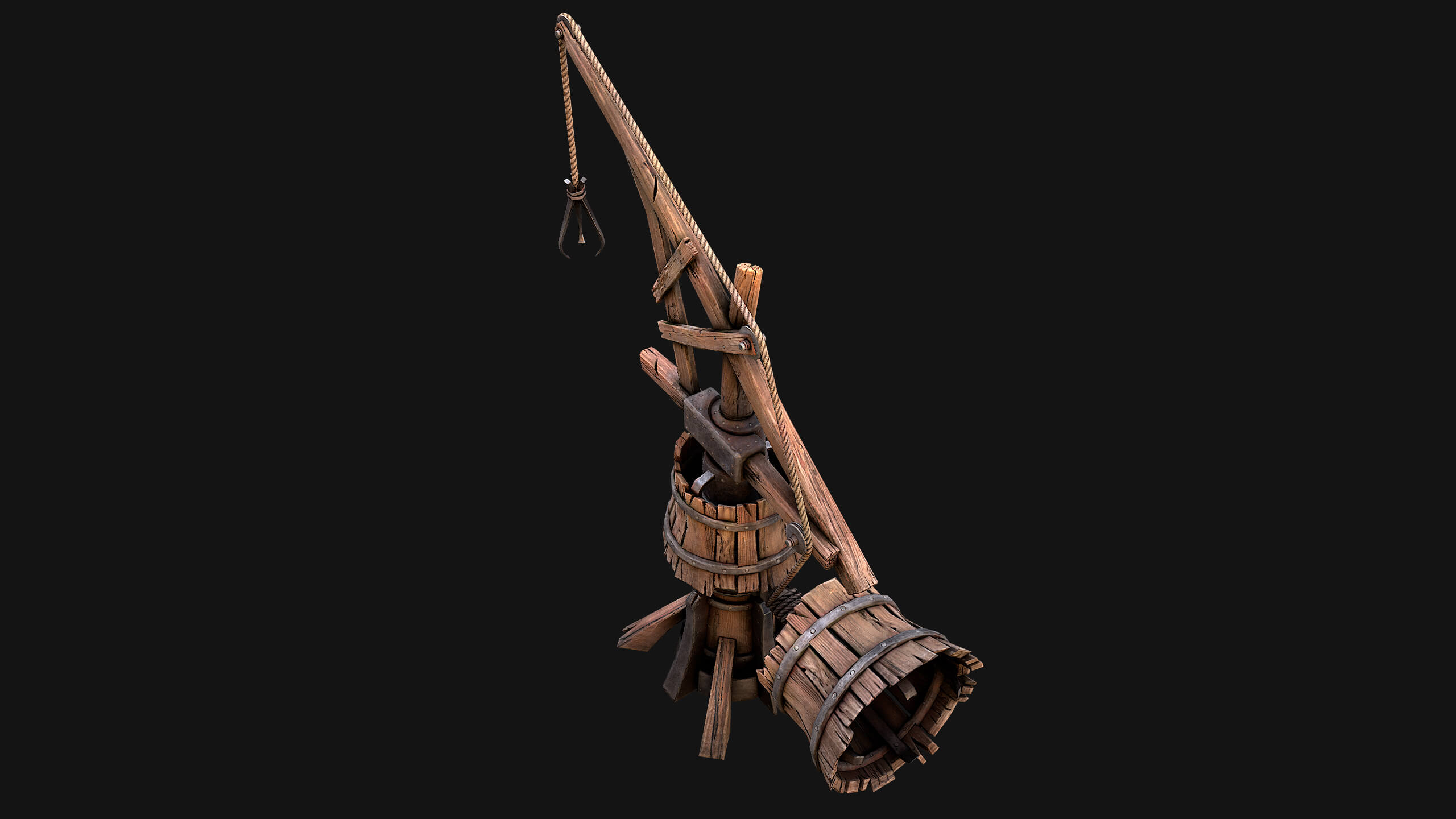 Medieval Crane Steampunk Quarry - 3D Model by Dereza