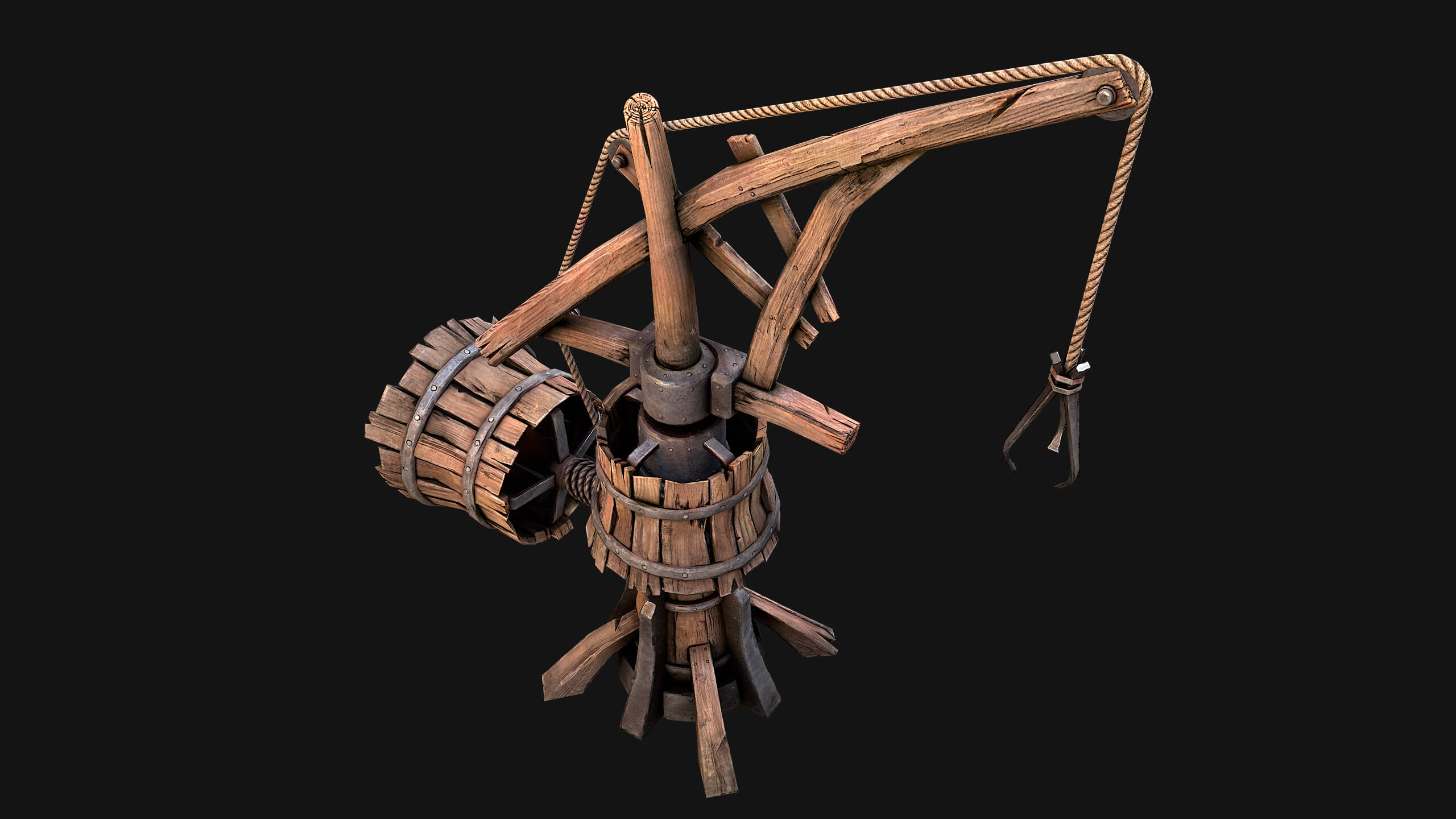 Medieval Crane Steampunk Quarry - 3D Model by Dereza