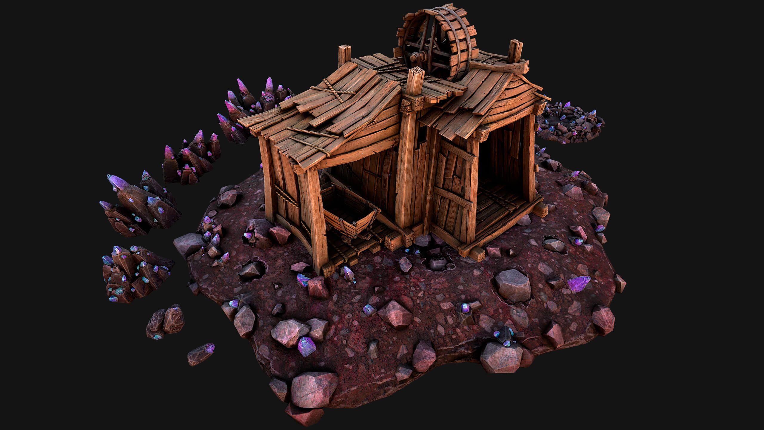 Medieval Crystal Mineral Ore Mine - 3D Model by Dereza
