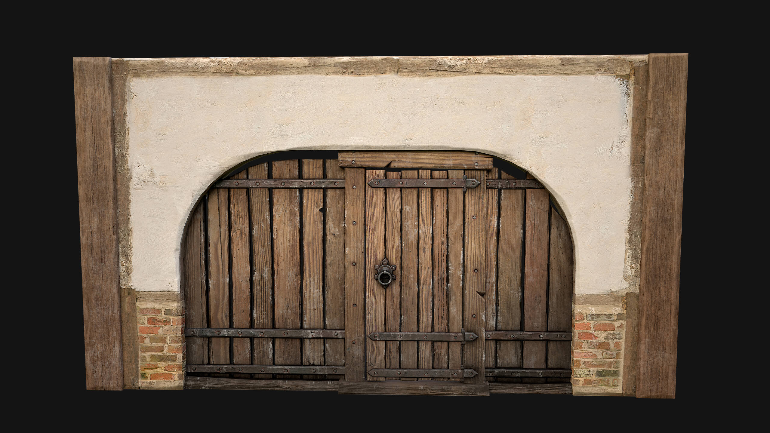 Medieval Door and Wooden Wall - 3D Model by Dereza