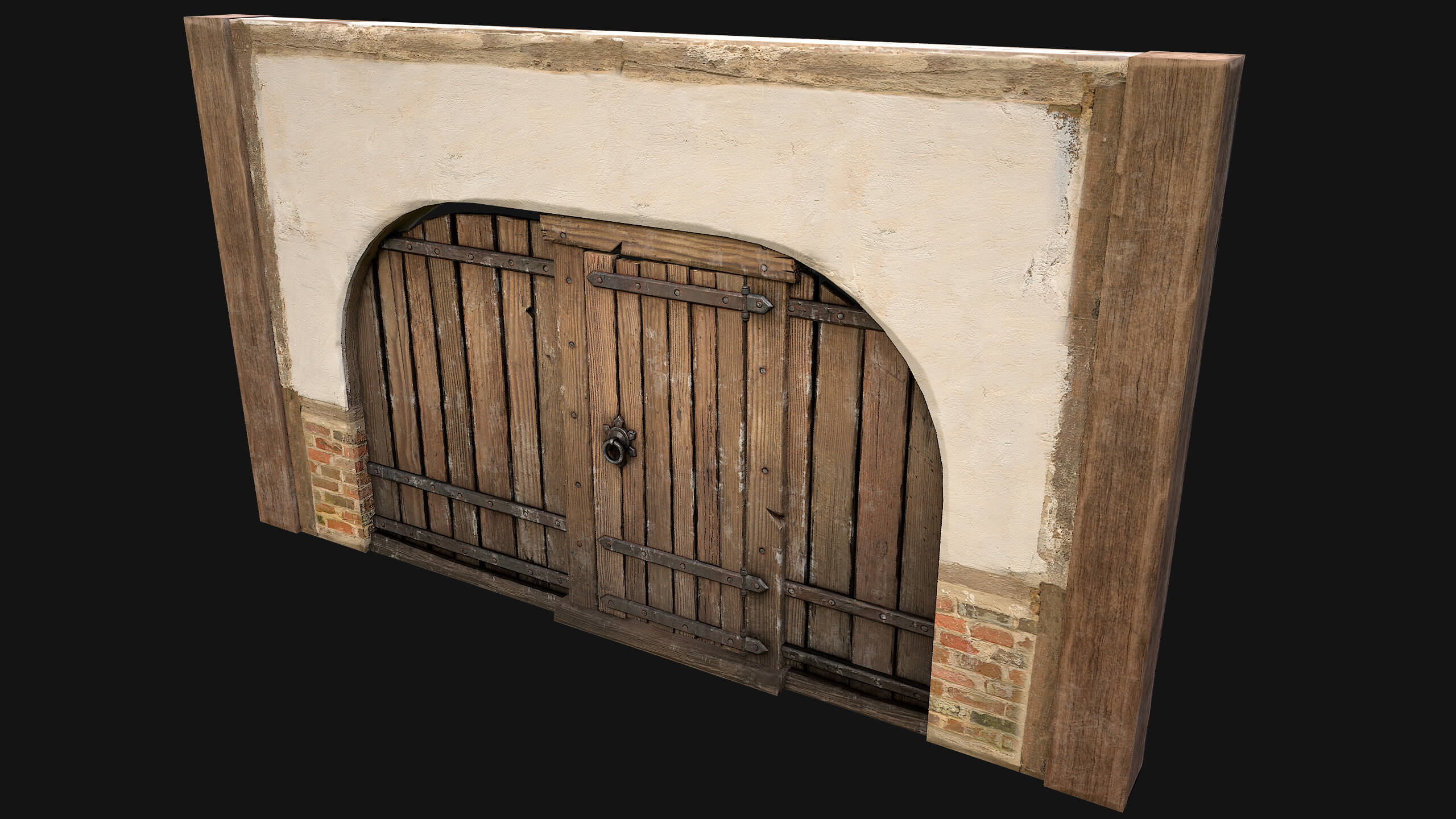 Medieval Door and Wooden Wall - 3D Model by Dereza