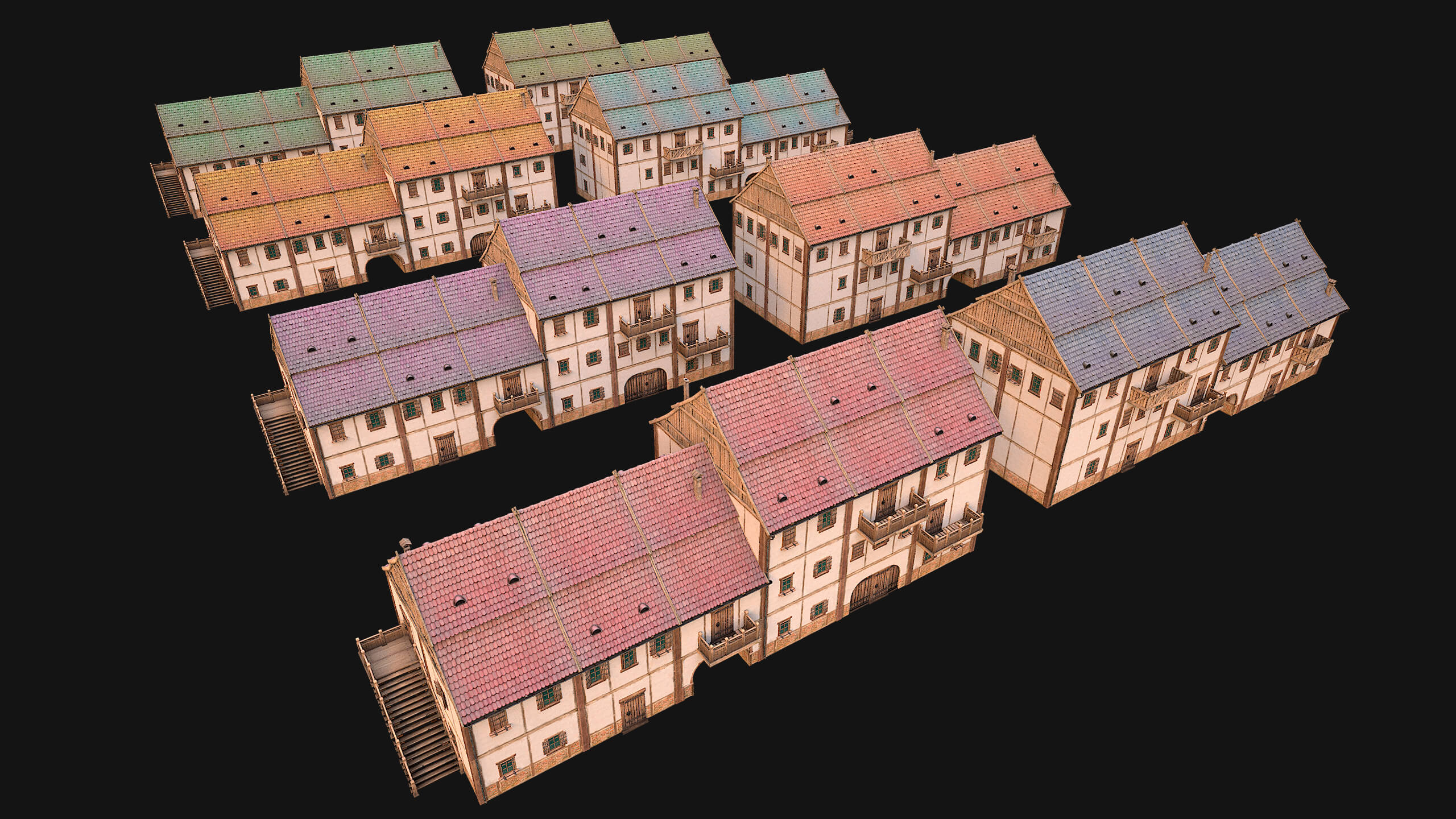 Medieval European Brick House - 3D Model by Dereza