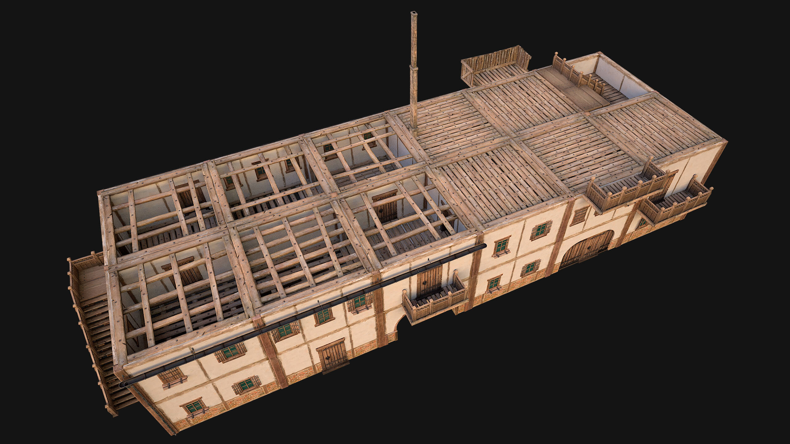 Medieval European Brick House - 3D Model by Dereza