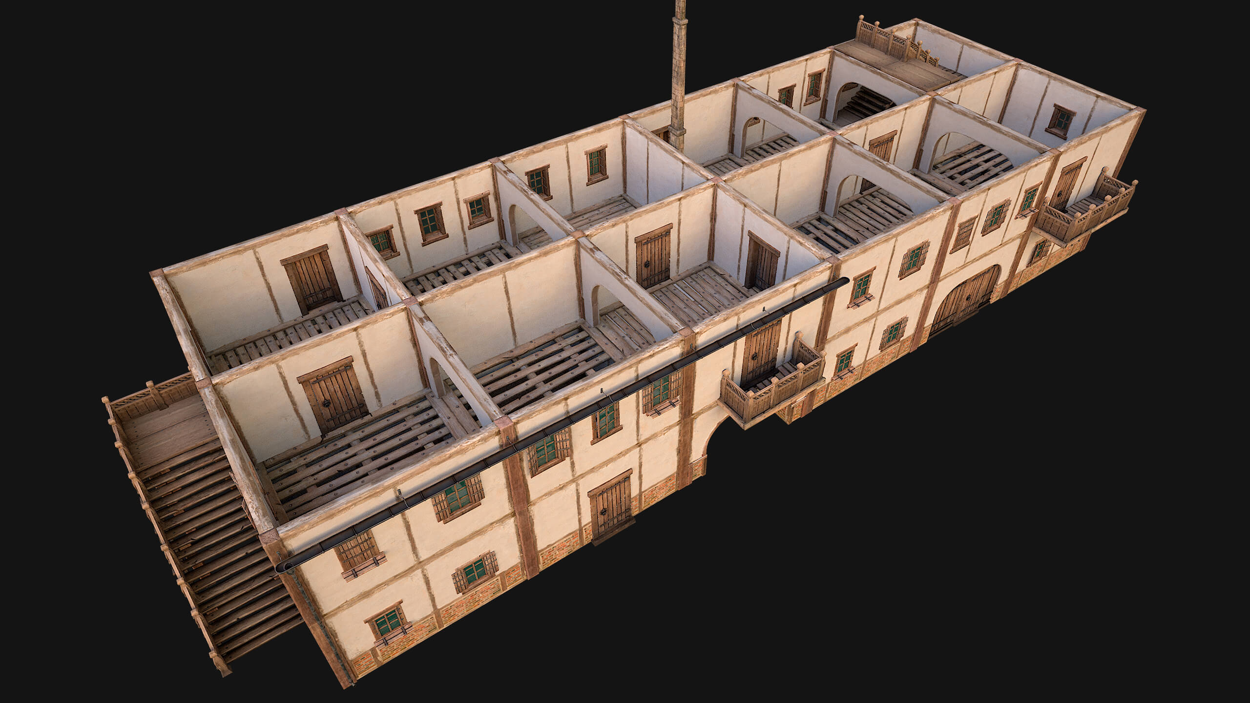 Medieval European Brick House - 3D Model by Dereza