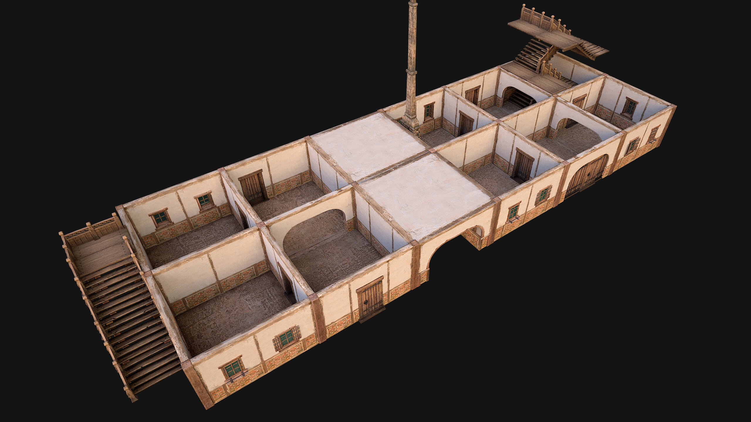 Medieval European Brick House - 3D Model by Dereza