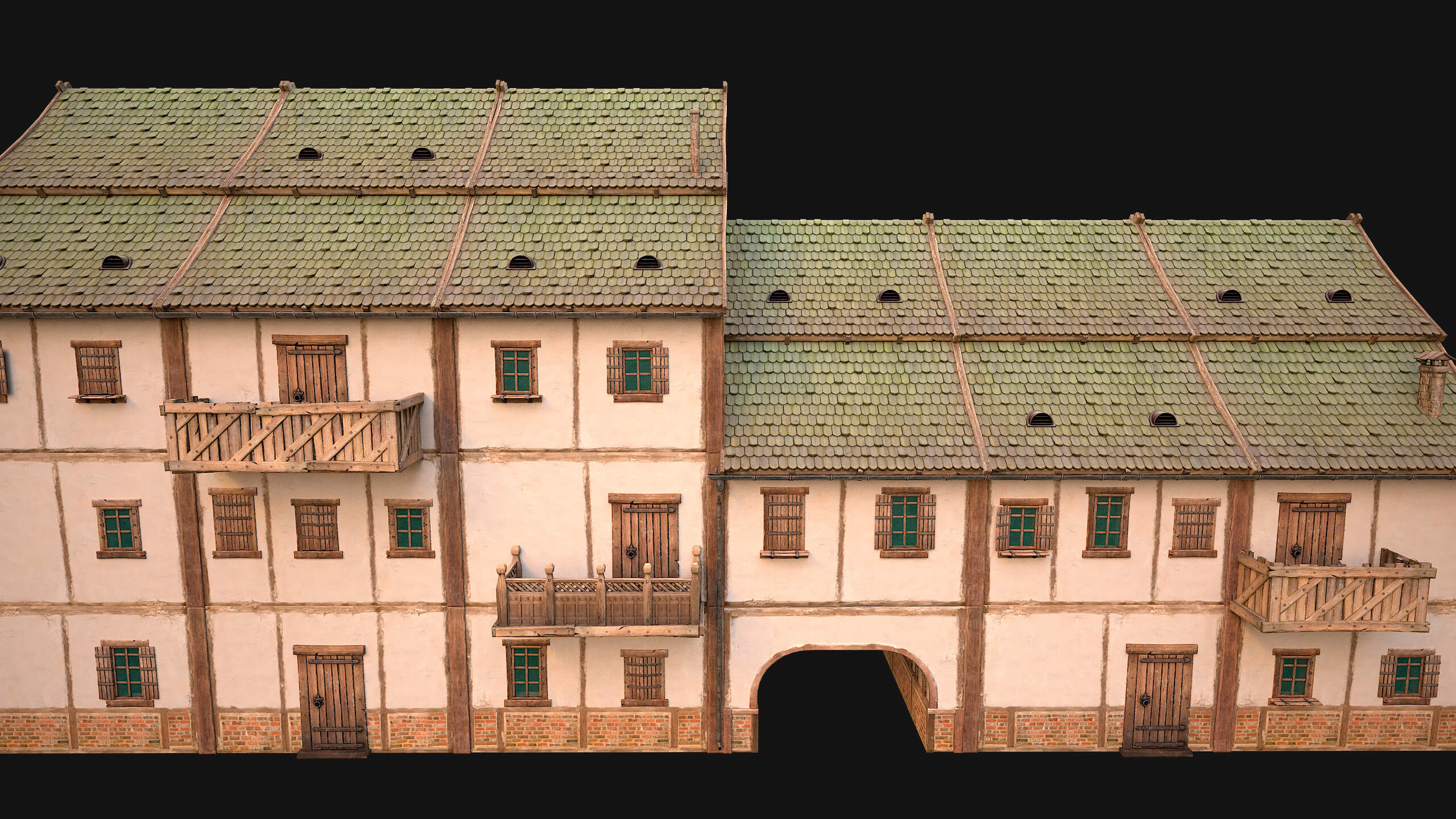 Medieval European Brick House - 3D Model by Dereza