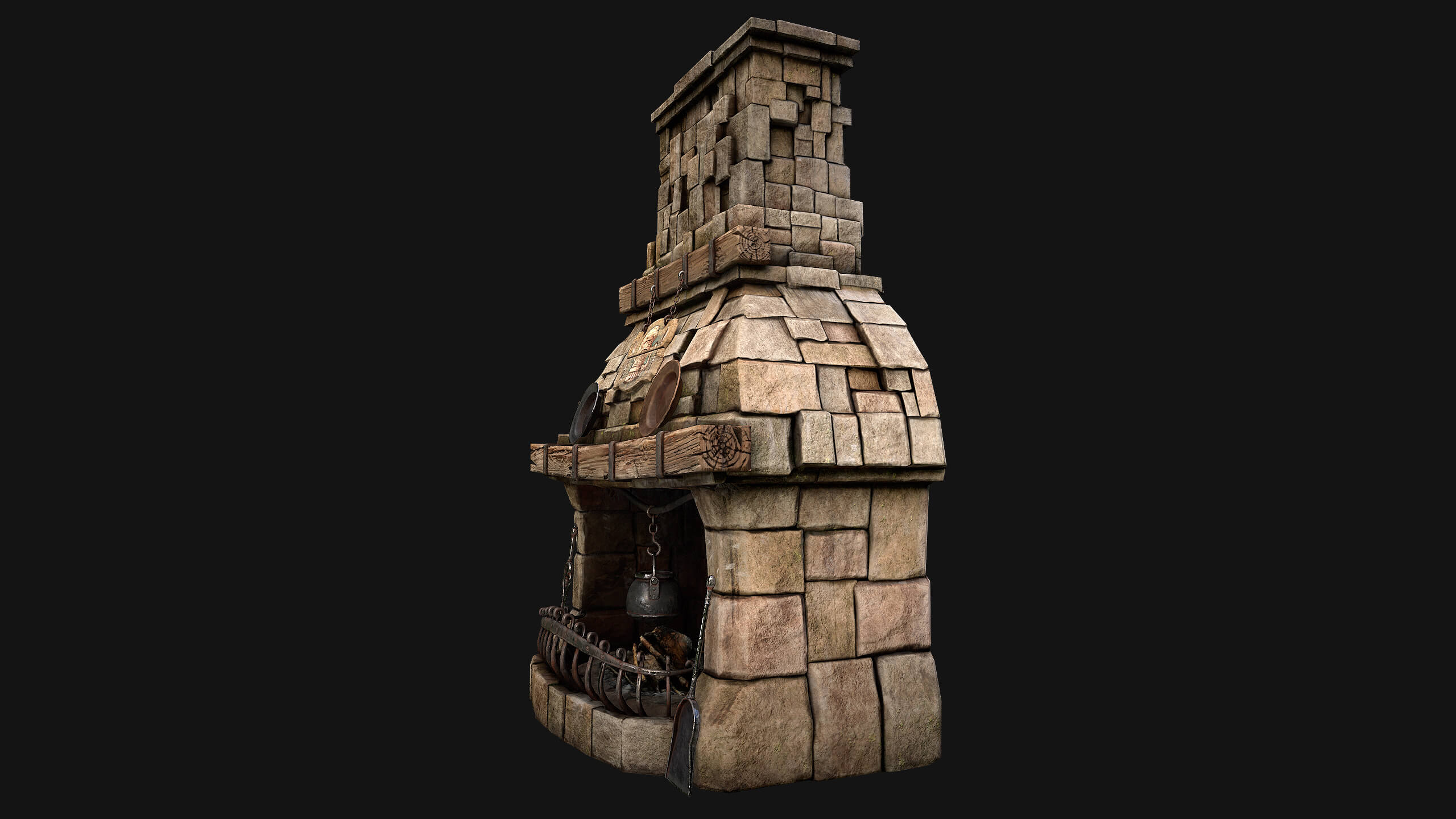 Medieval Fireplace - 3D Model by Dereza