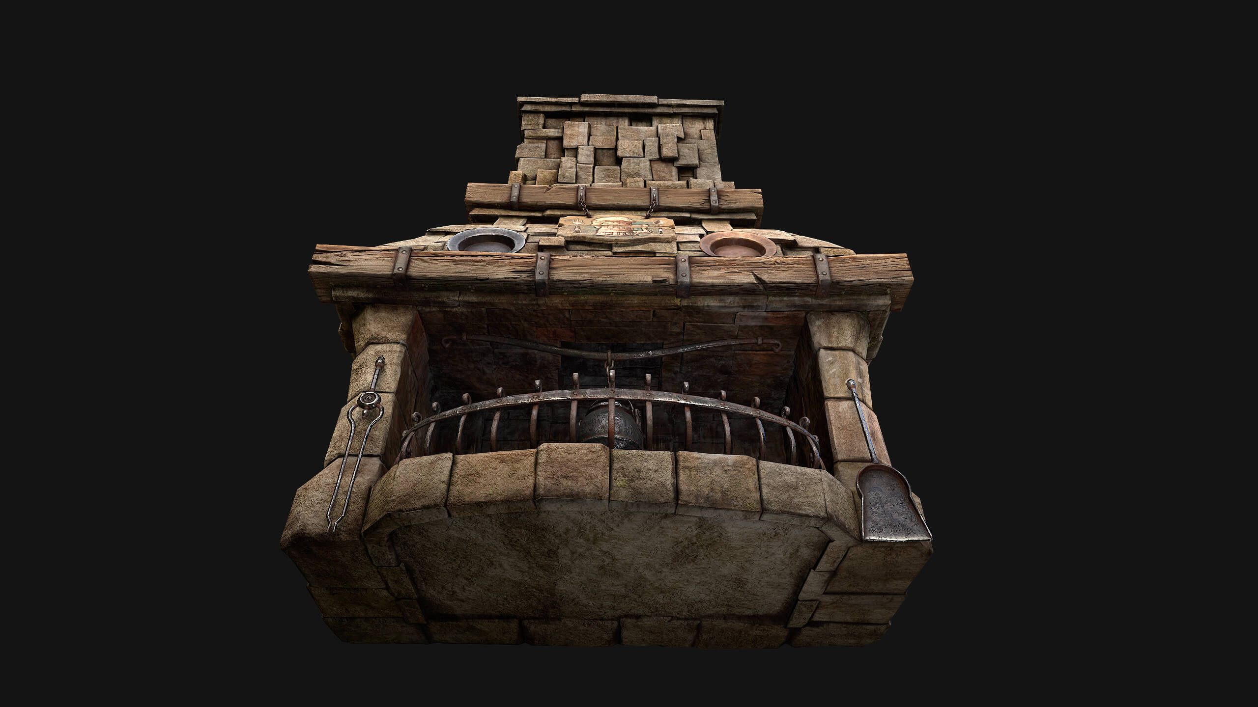 Medieval Fireplace - 3D Model by Dereza
