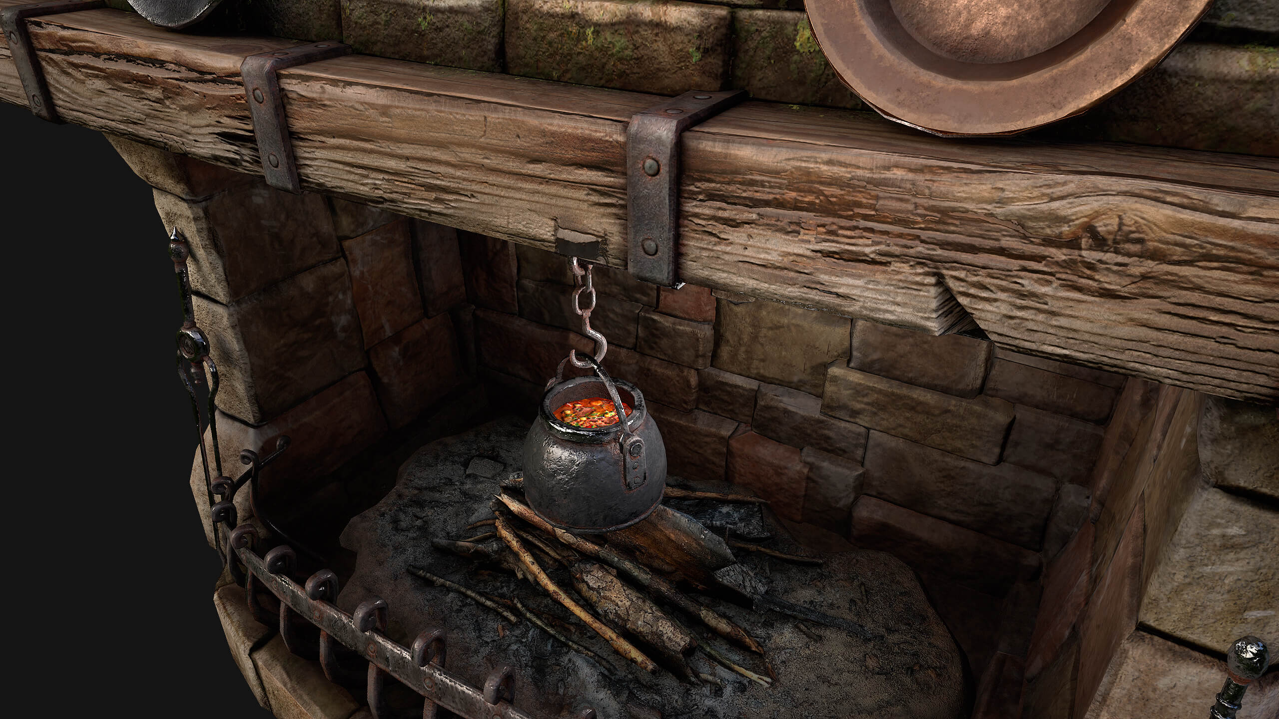 Medieval Fireplace - 3D Model by Dereza