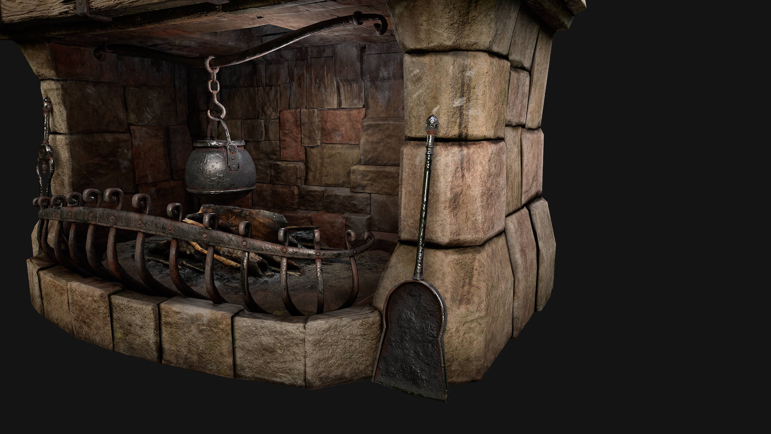 Medieval Fireplace - 3D Model by Dereza