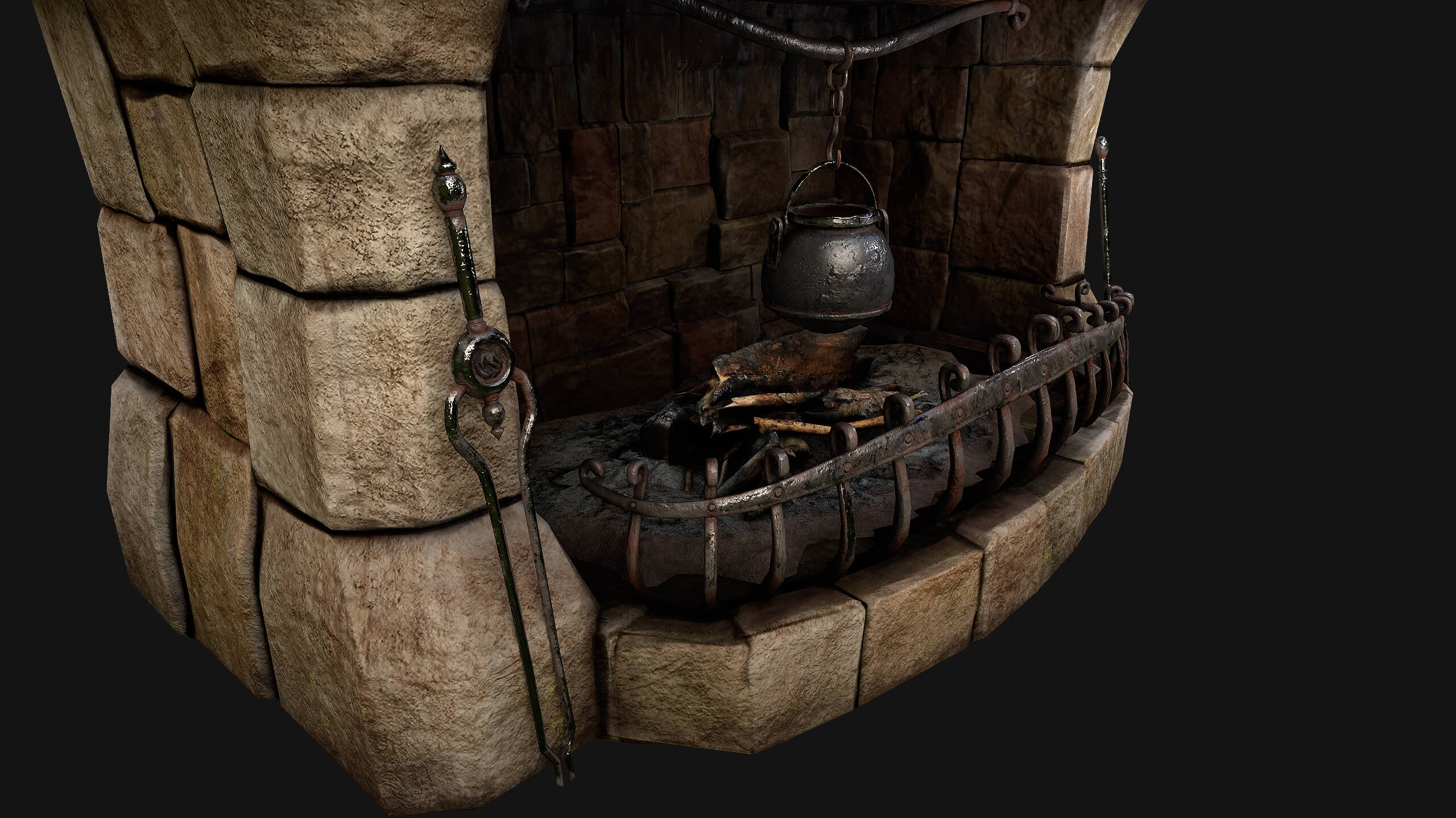 Medieval Fireplace - 3D Model by Dereza