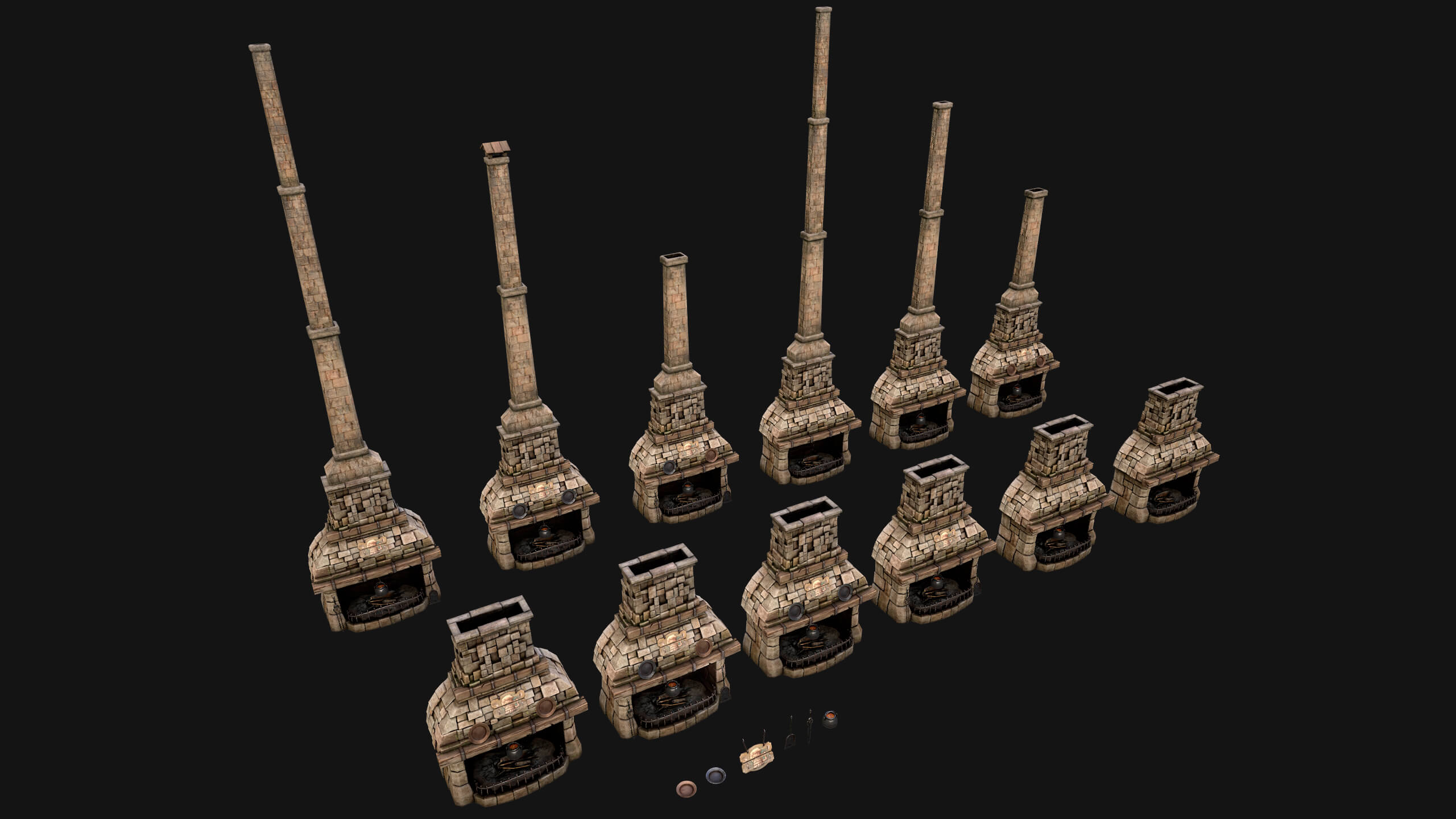 Medieval Fireplace Chimney - 3D Model by Dereza