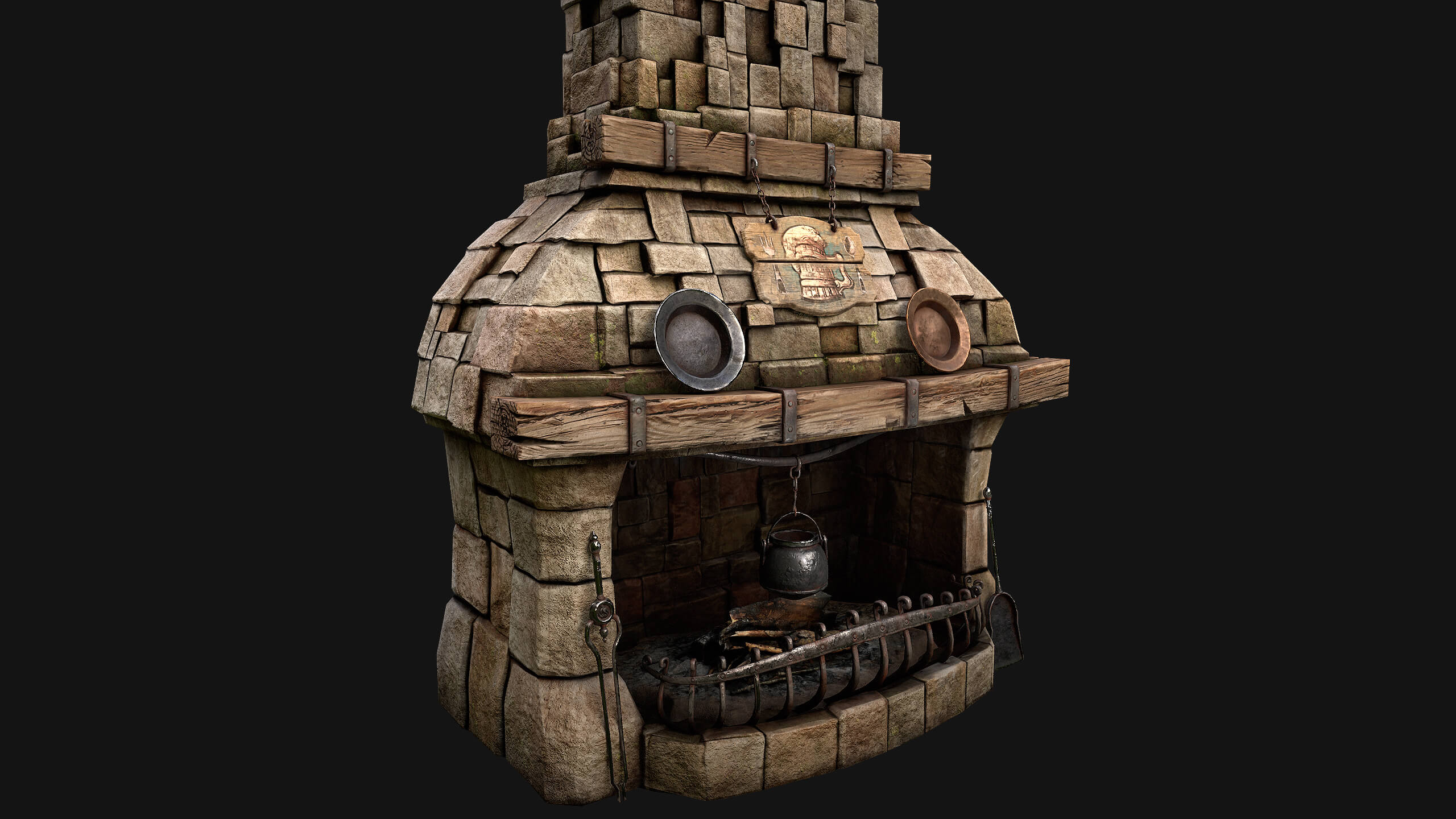 Medieval Fireplace Chimney - 3D Model by Dereza