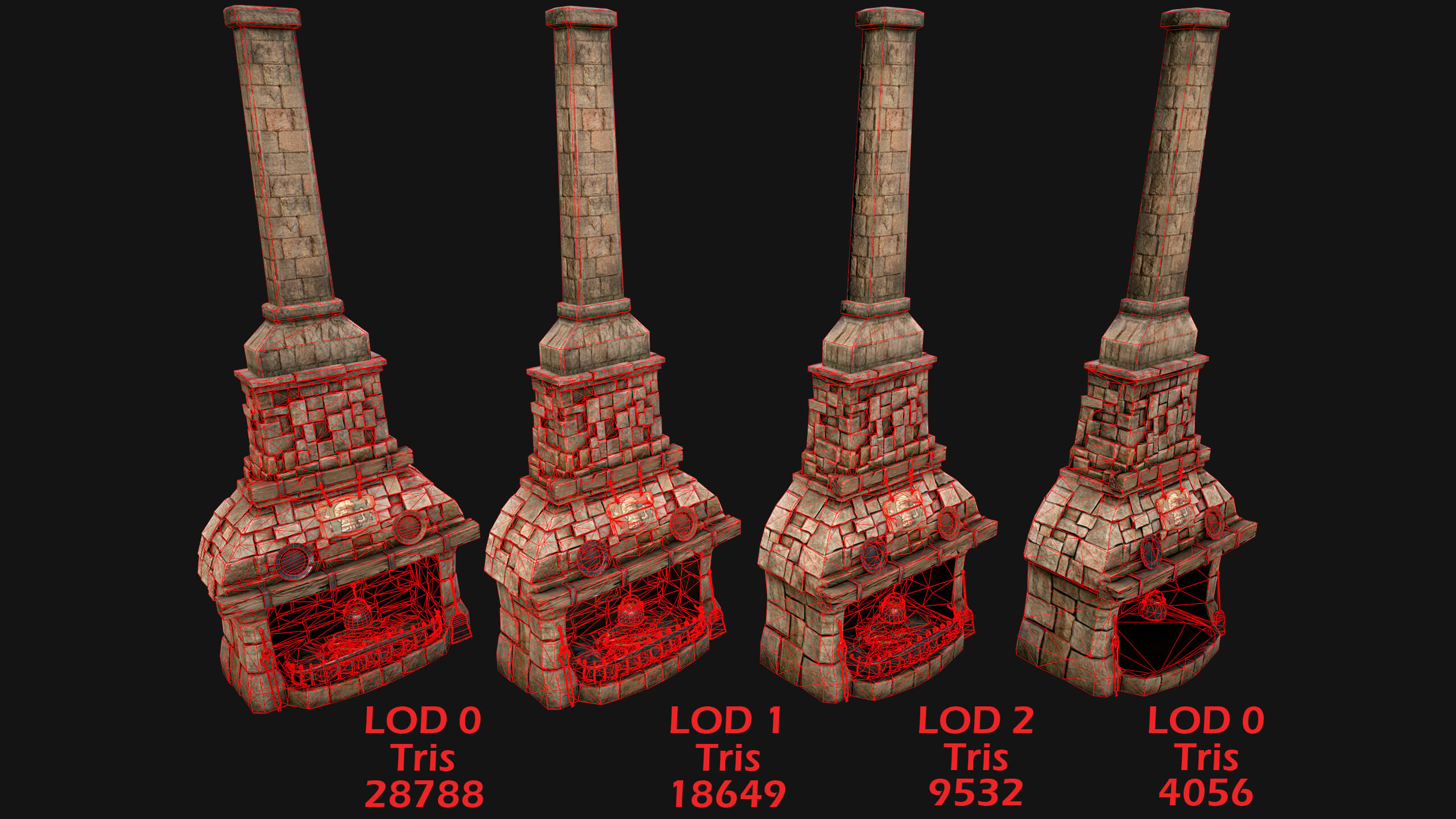 Medieval Fireplace Chimney - 3D Model by Dereza