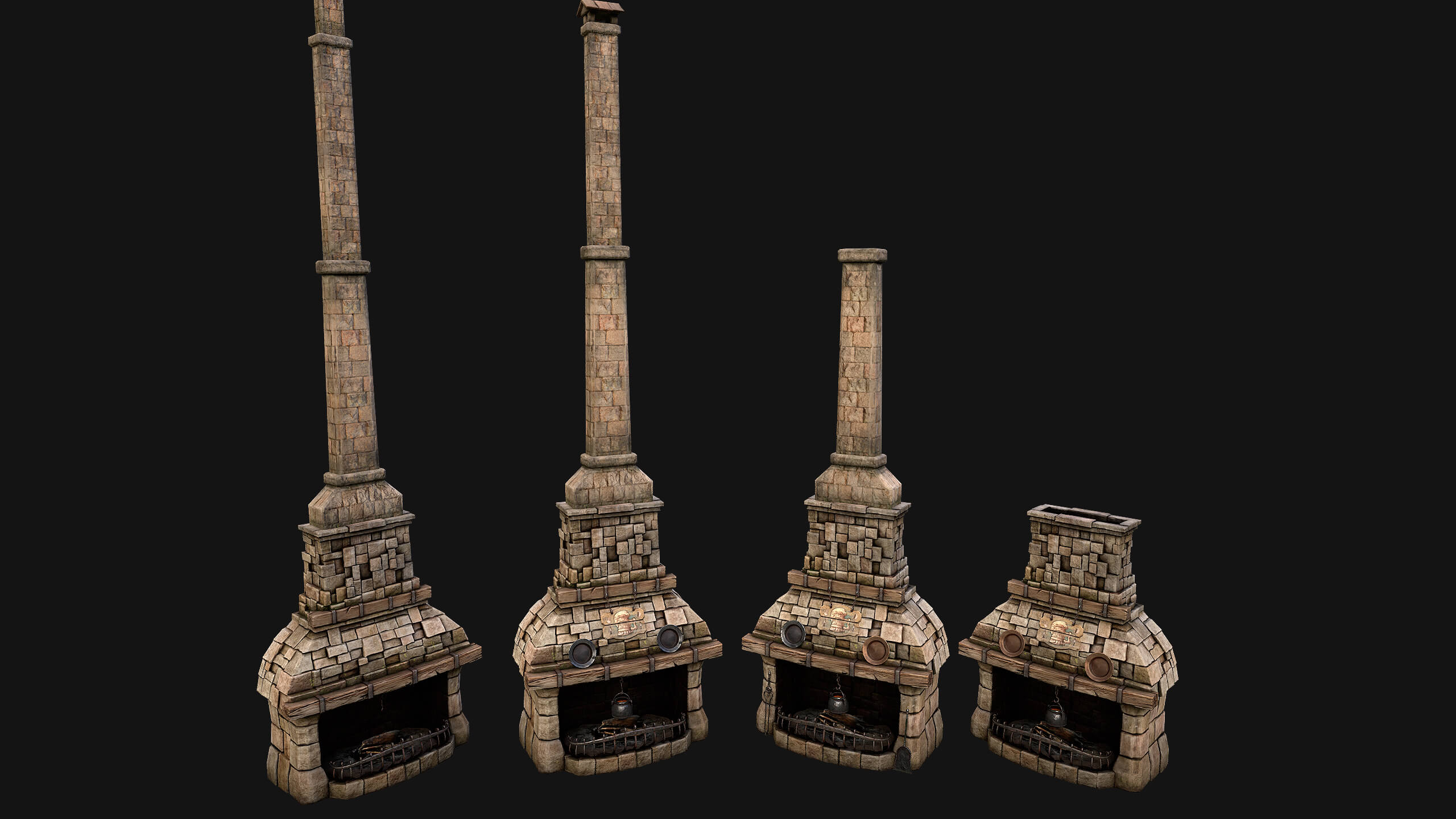 Medieval Fireplace Chimney - 3D Model by Dereza