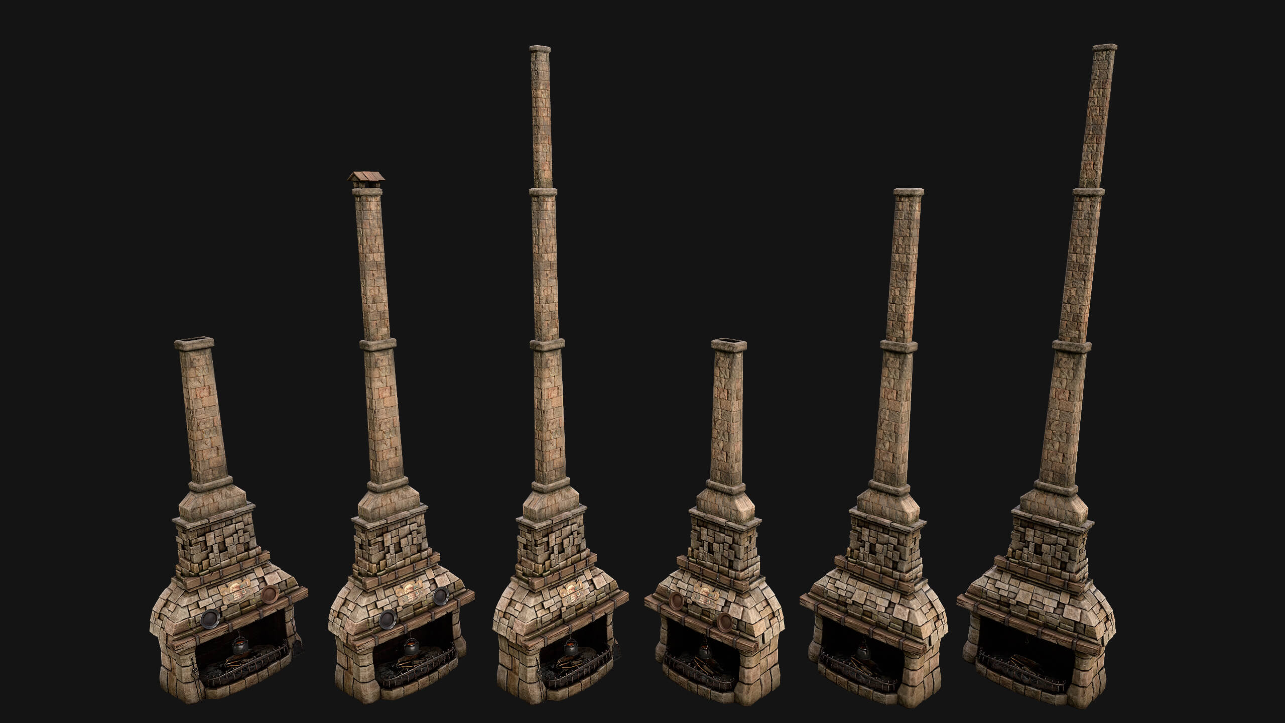 Medieval Fireplace Chimney - 3D Model by Dereza