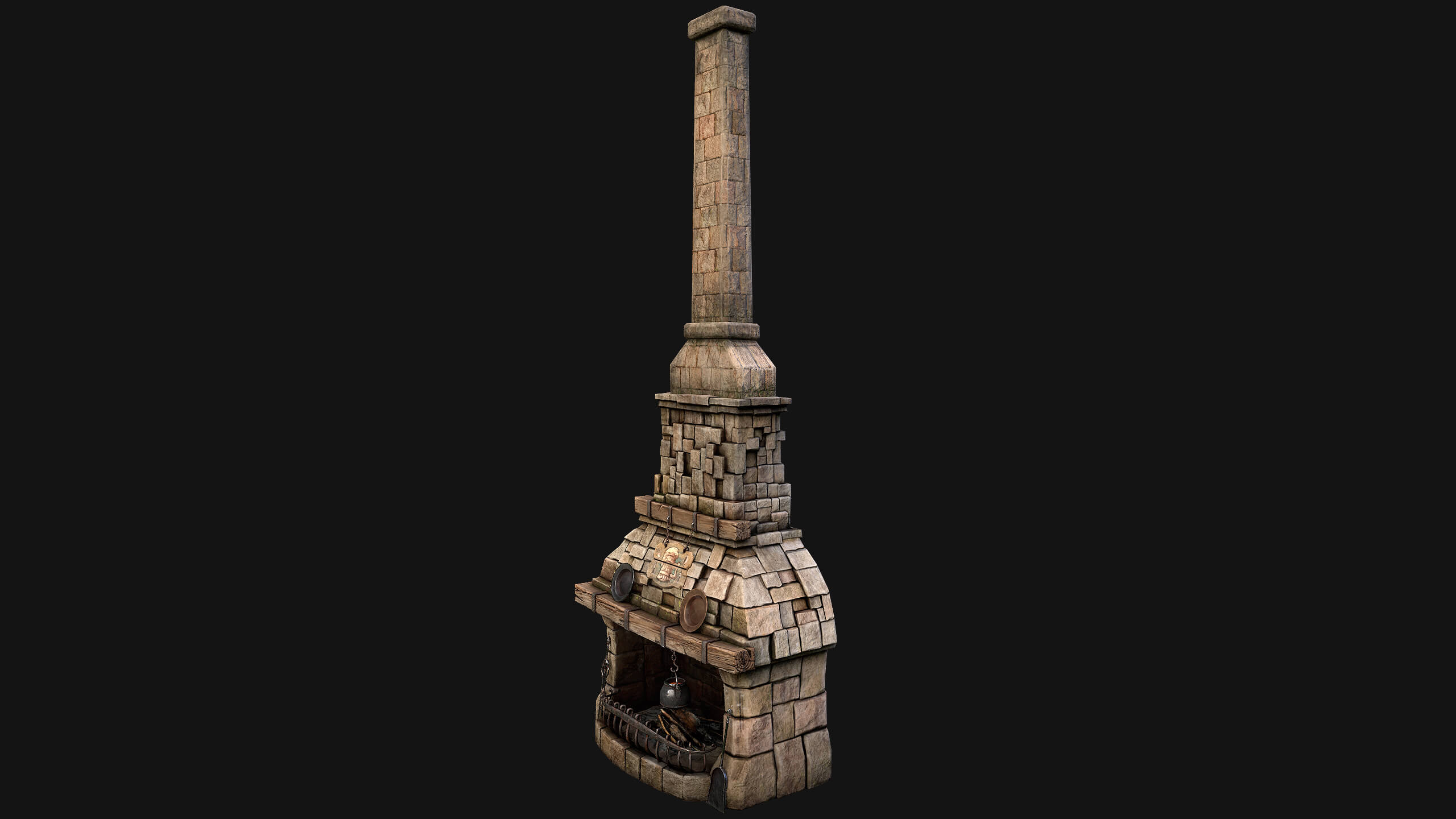 Medieval Fireplace Chimney - 3D Model by Dereza