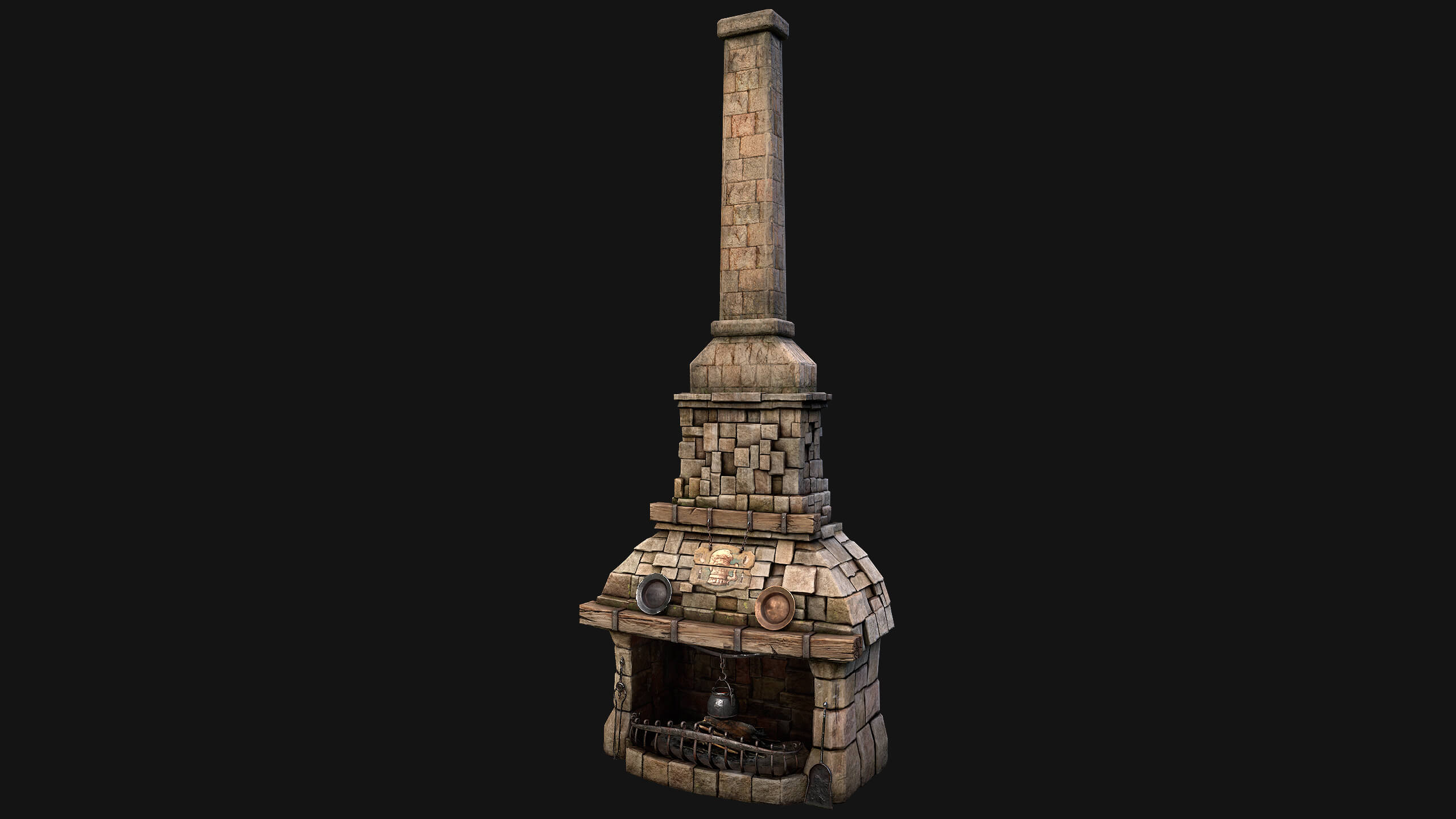 Medieval Fireplace Chimney - 3D Model by Dereza