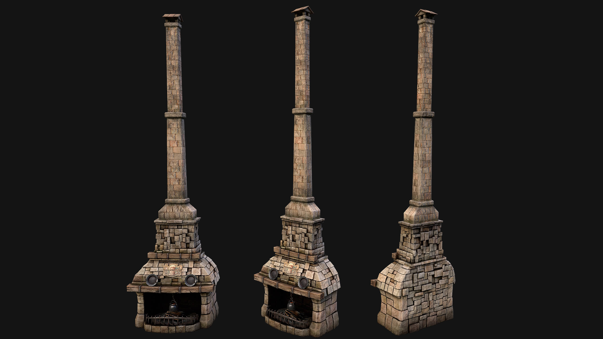 Medieval Fireplace Chimney - 3D Model by Dereza
