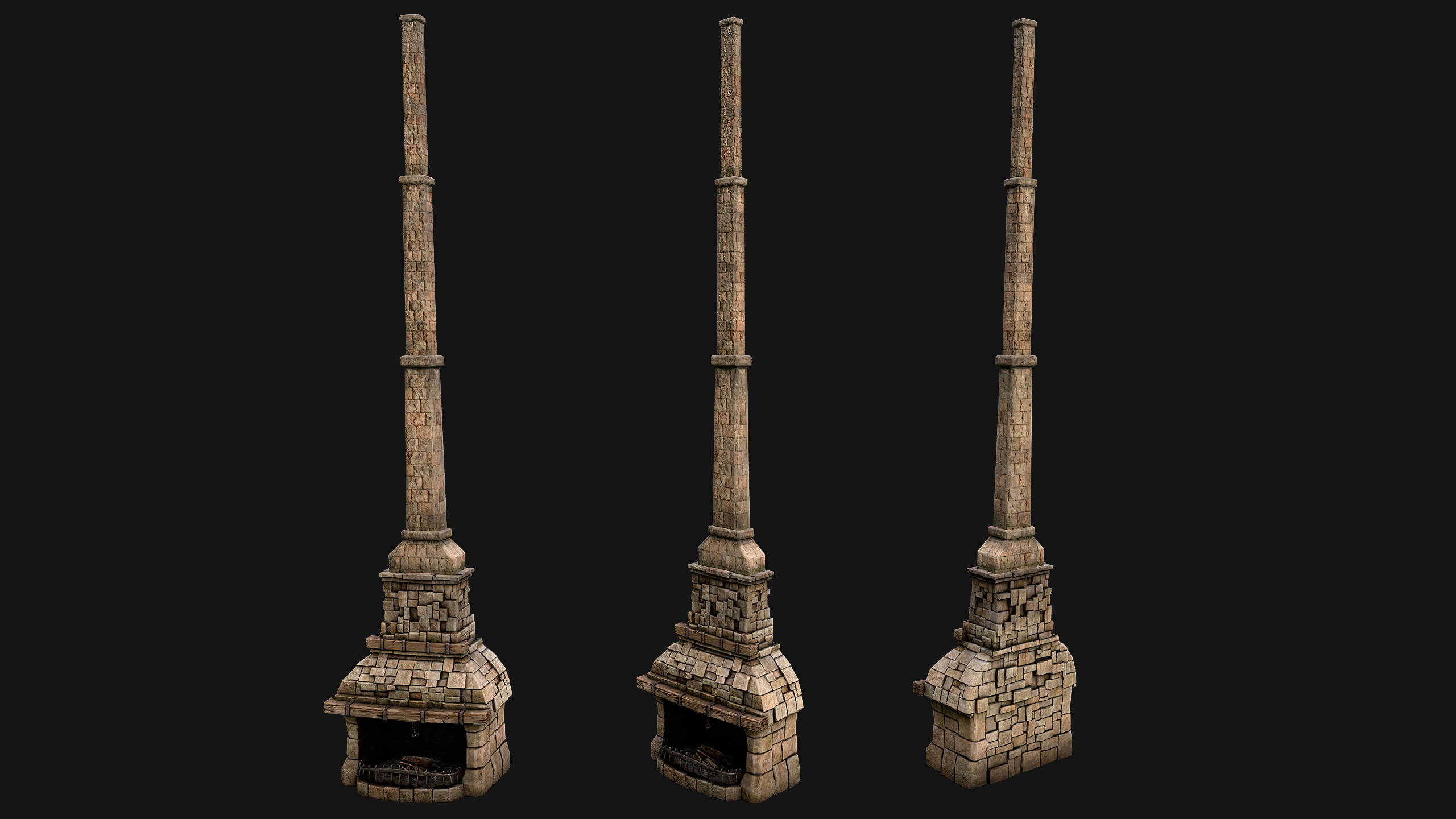 Medieval Fireplace Chimney - 3D Model by Dereza