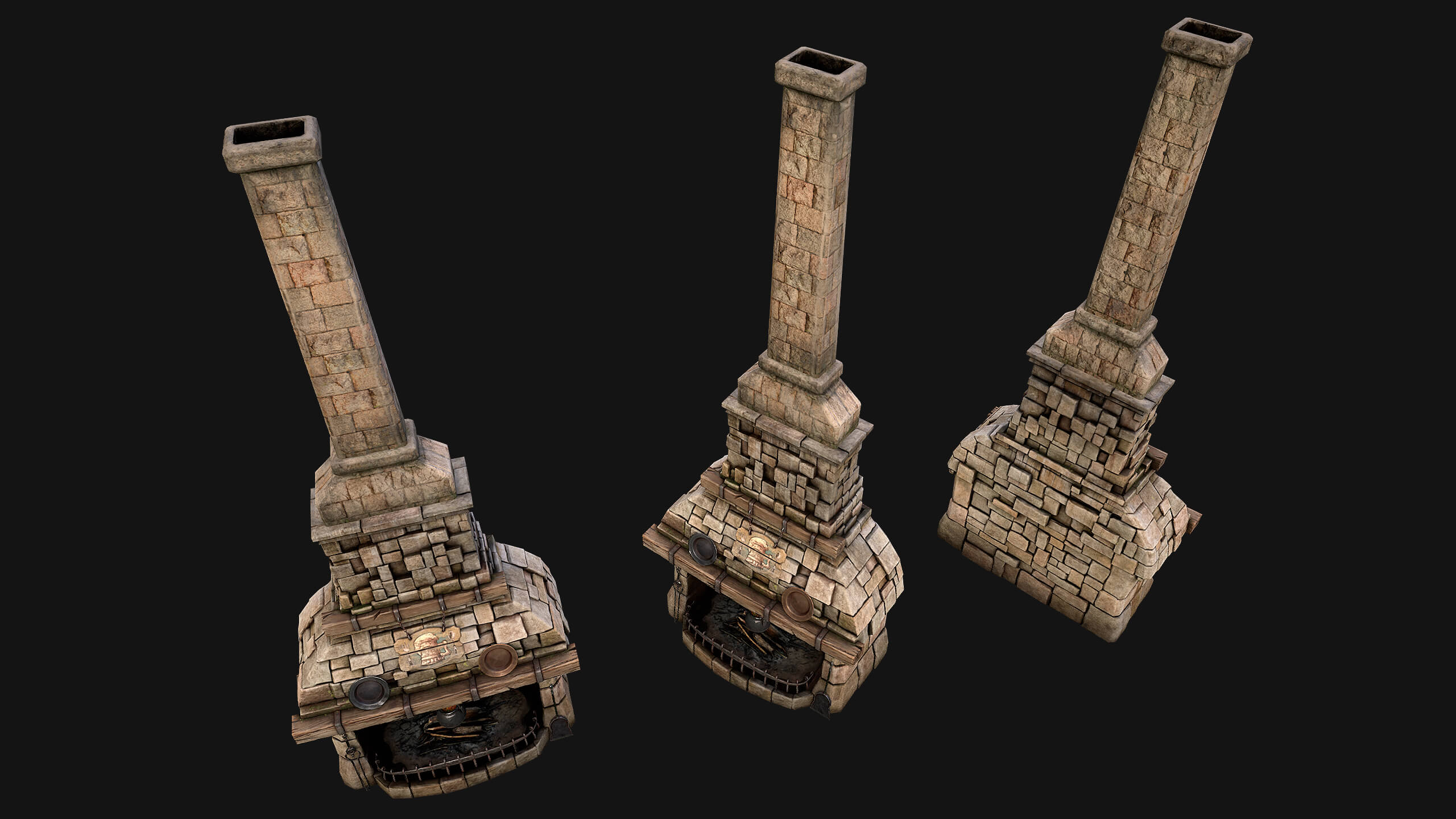 Medieval Fireplace Chimney - 3D Model by Dereza