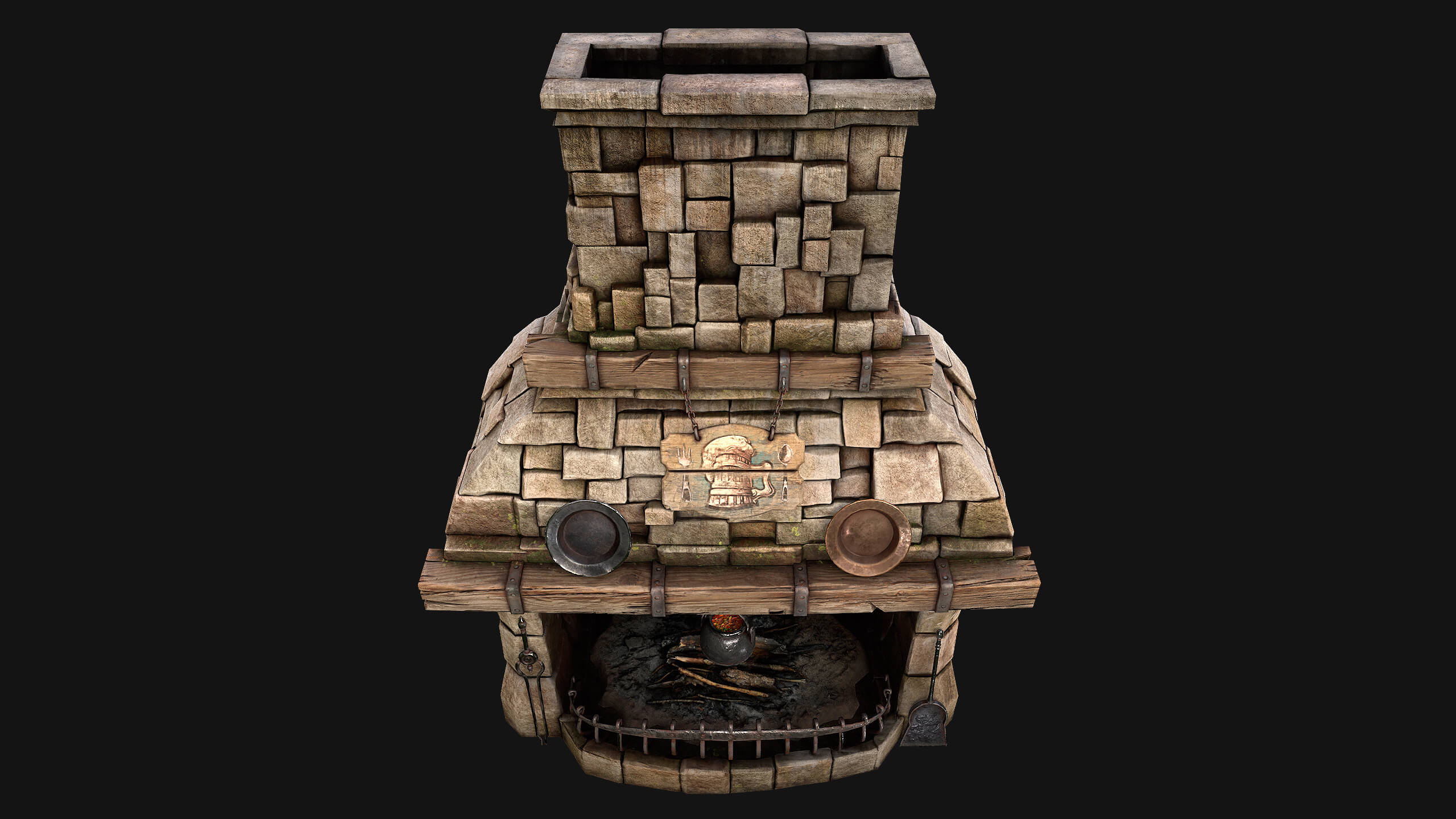 Medieval Fireplace Chimney - 3D Model by Dereza