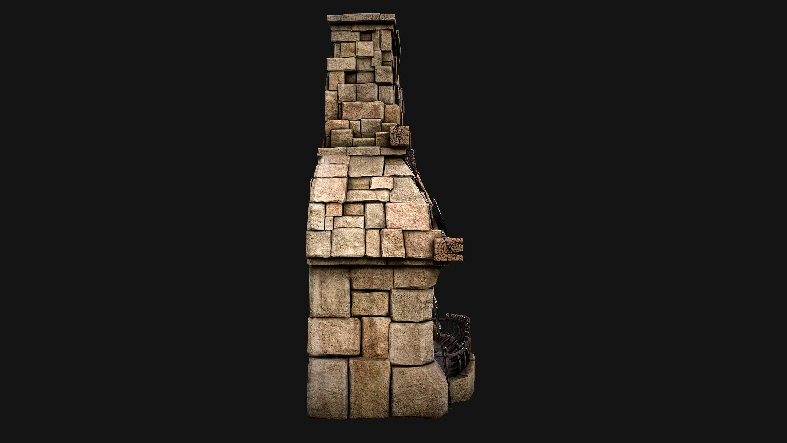 Medieval Fireplace Chimney - 3D Model by Dereza