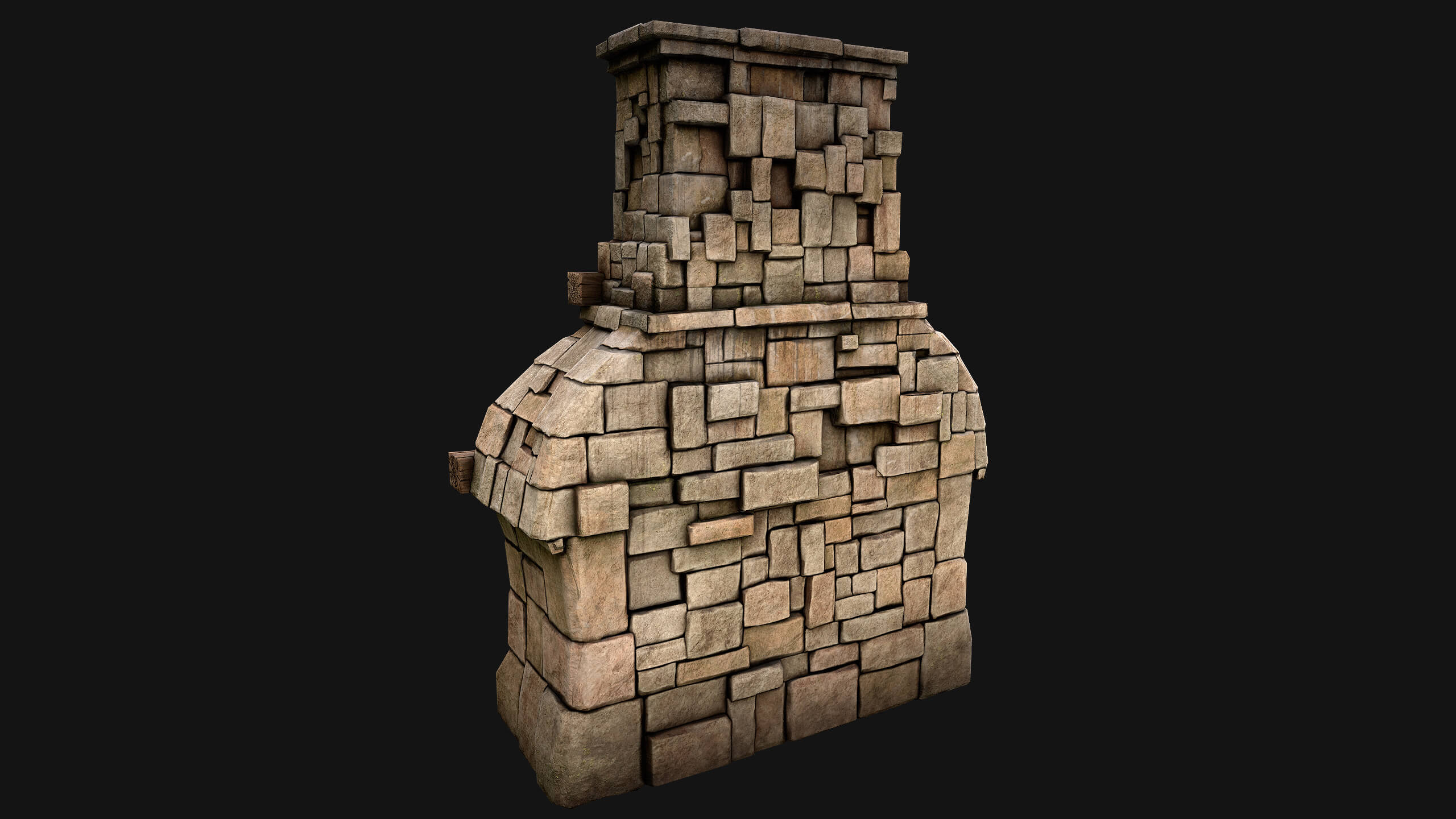 Medieval Fireplace Chimney - 3D Model by Dereza