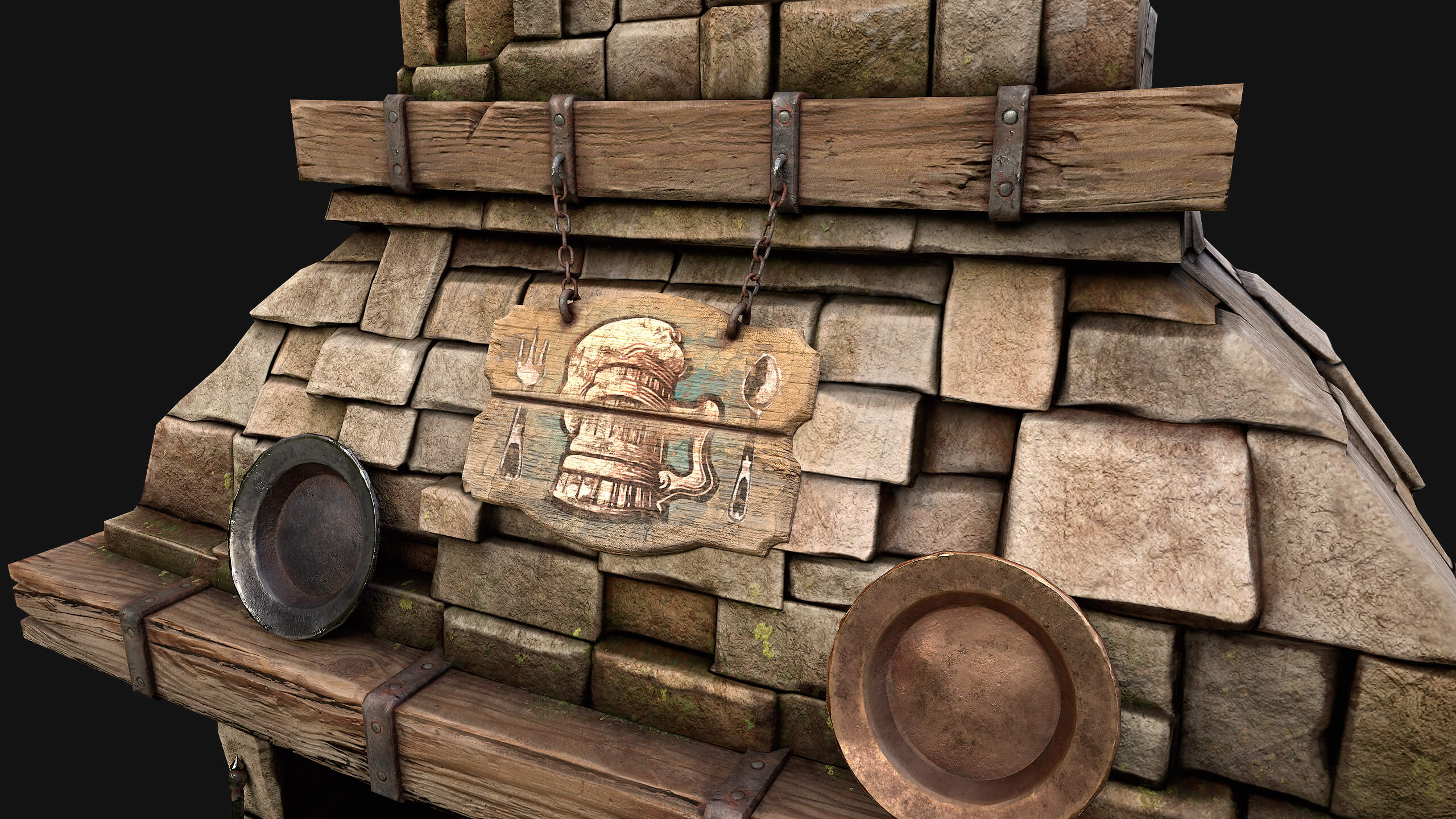 Medieval Fireplace Chimney - 3D Model by Dereza