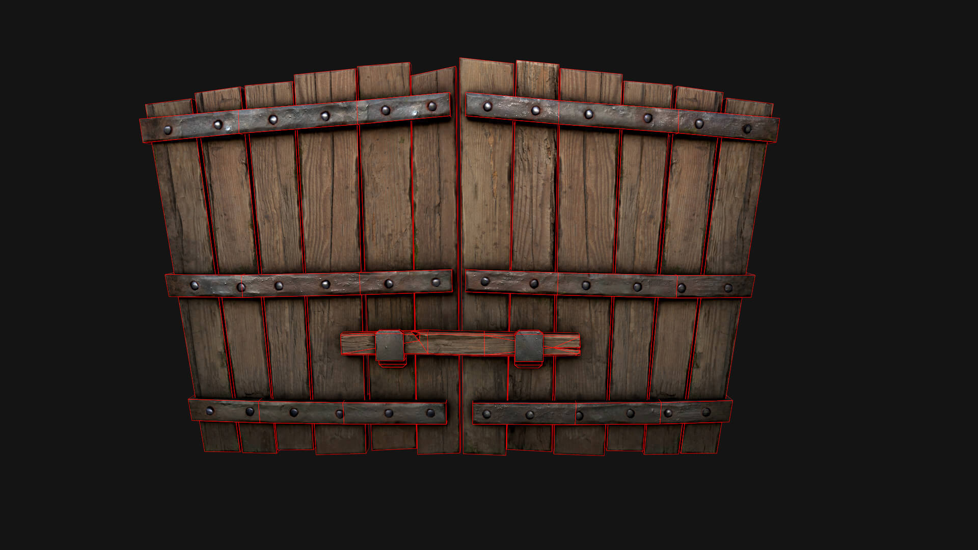 Medieval Fortress Gate With Wooden Wall - 3D Model by Dereza