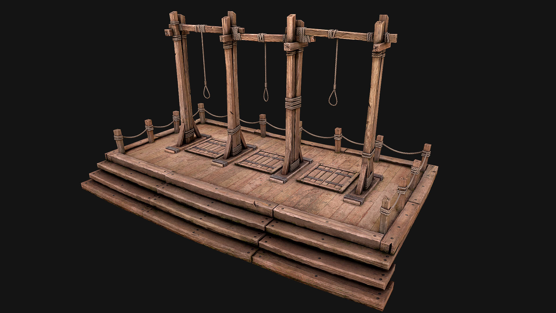 Medieval Gallows Podium Torture - 3D Model by Dereza