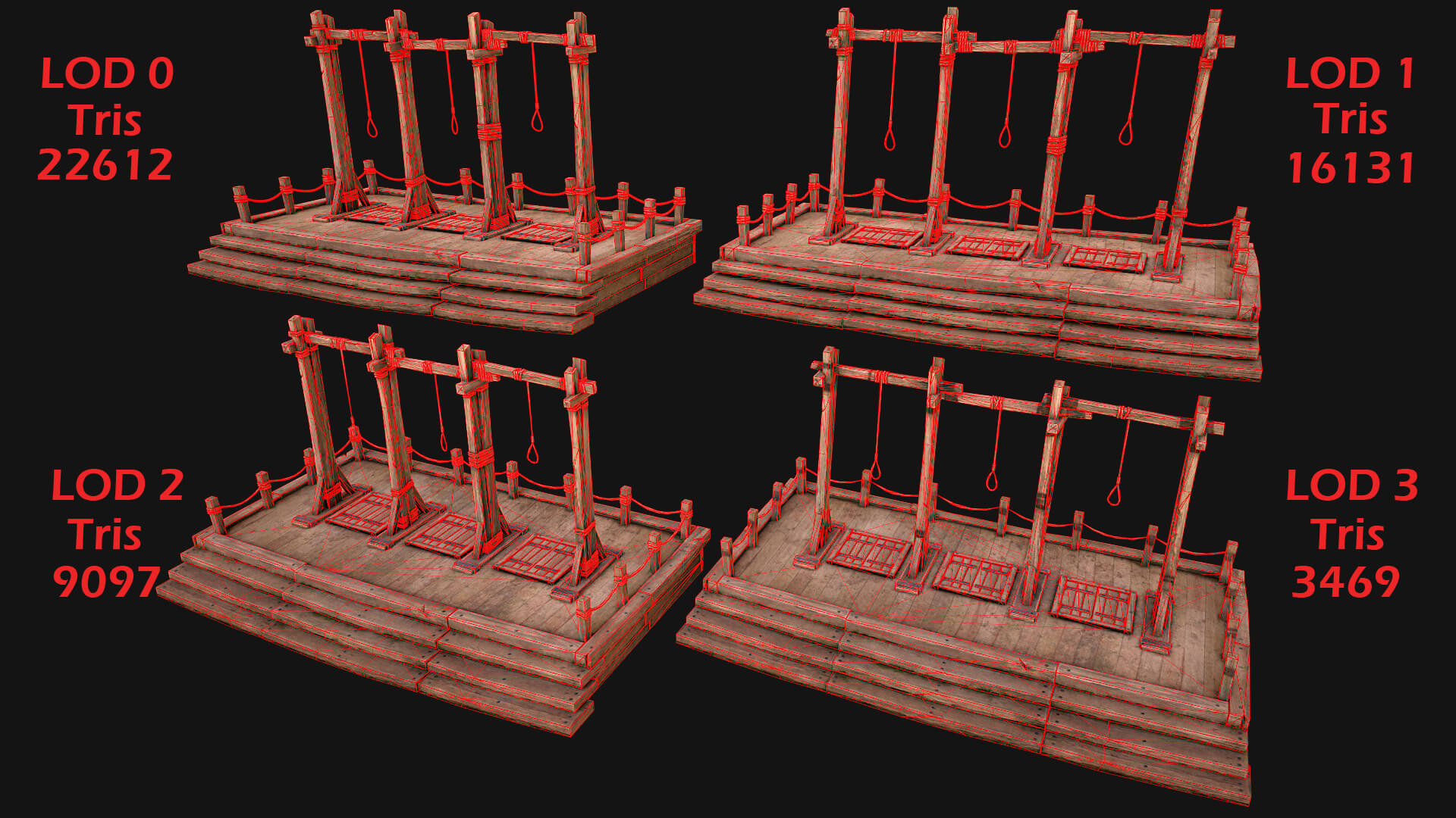 Medieval Gallows Podium Torture - 3D Model by Dereza