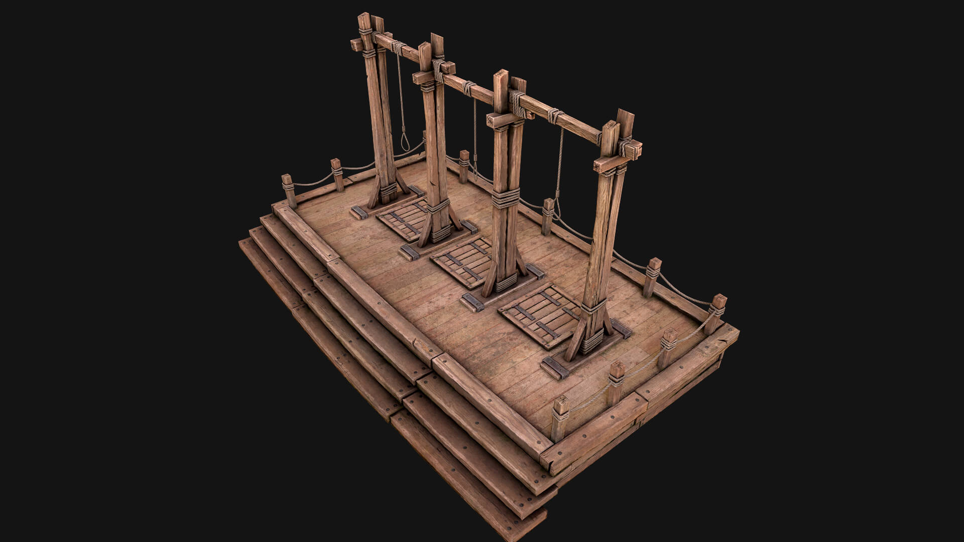 Medieval Gallows Podium Torture - 3D Model by Dereza