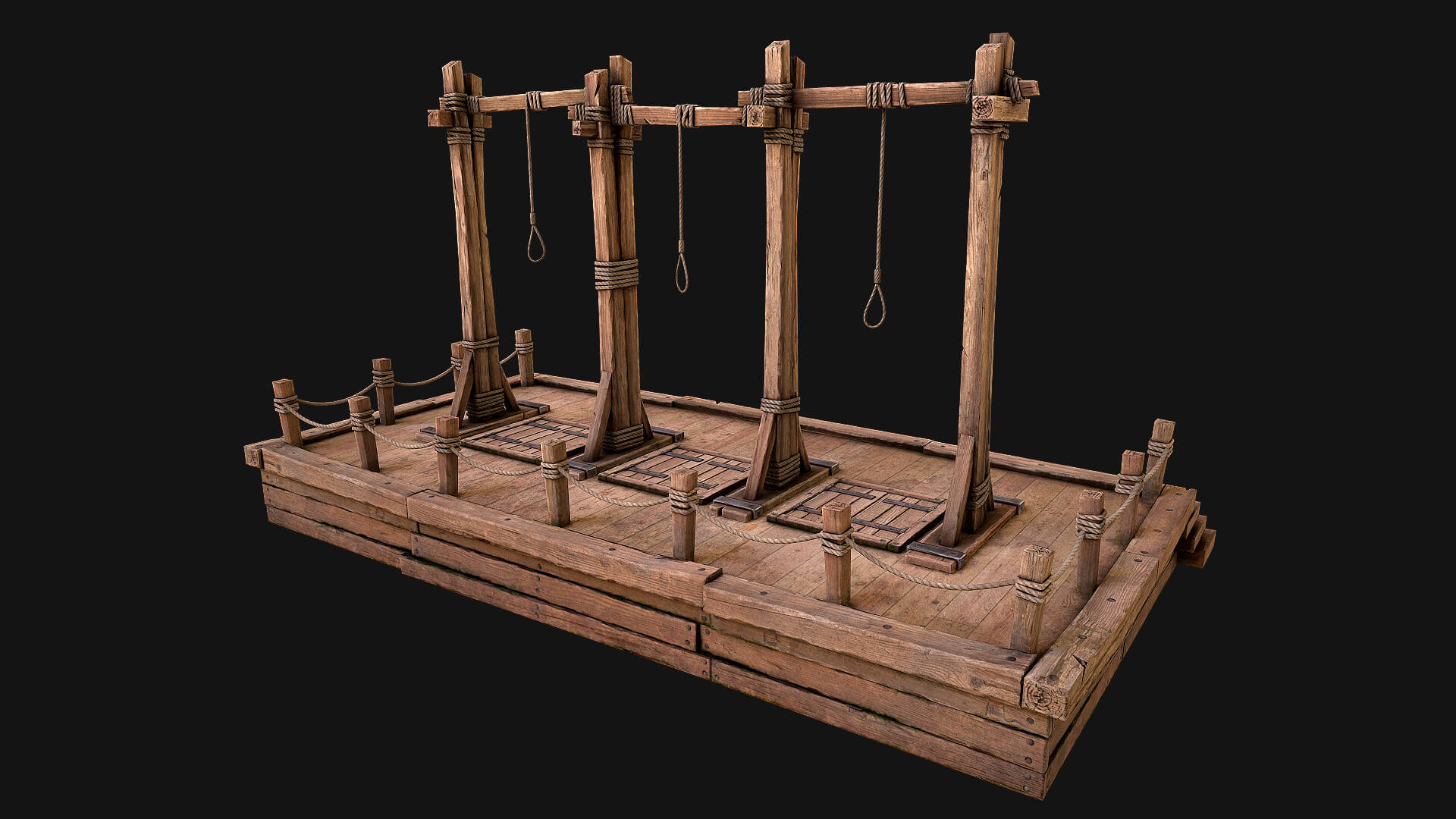 Medieval Gallows Podium Torture - 3D Model by Dereza