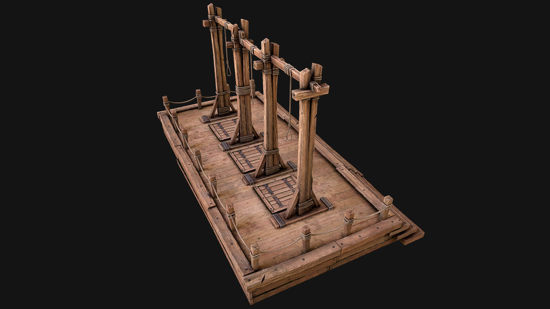 Medieval Gallows Podium Torture - 3D Model by Dereza