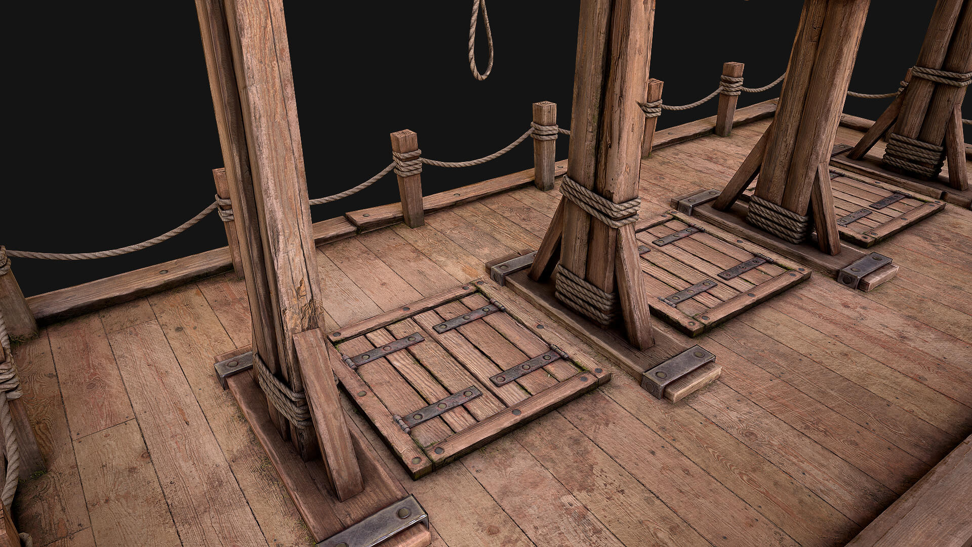 Medieval Gallows Podium Torture - 3D Model by Dereza