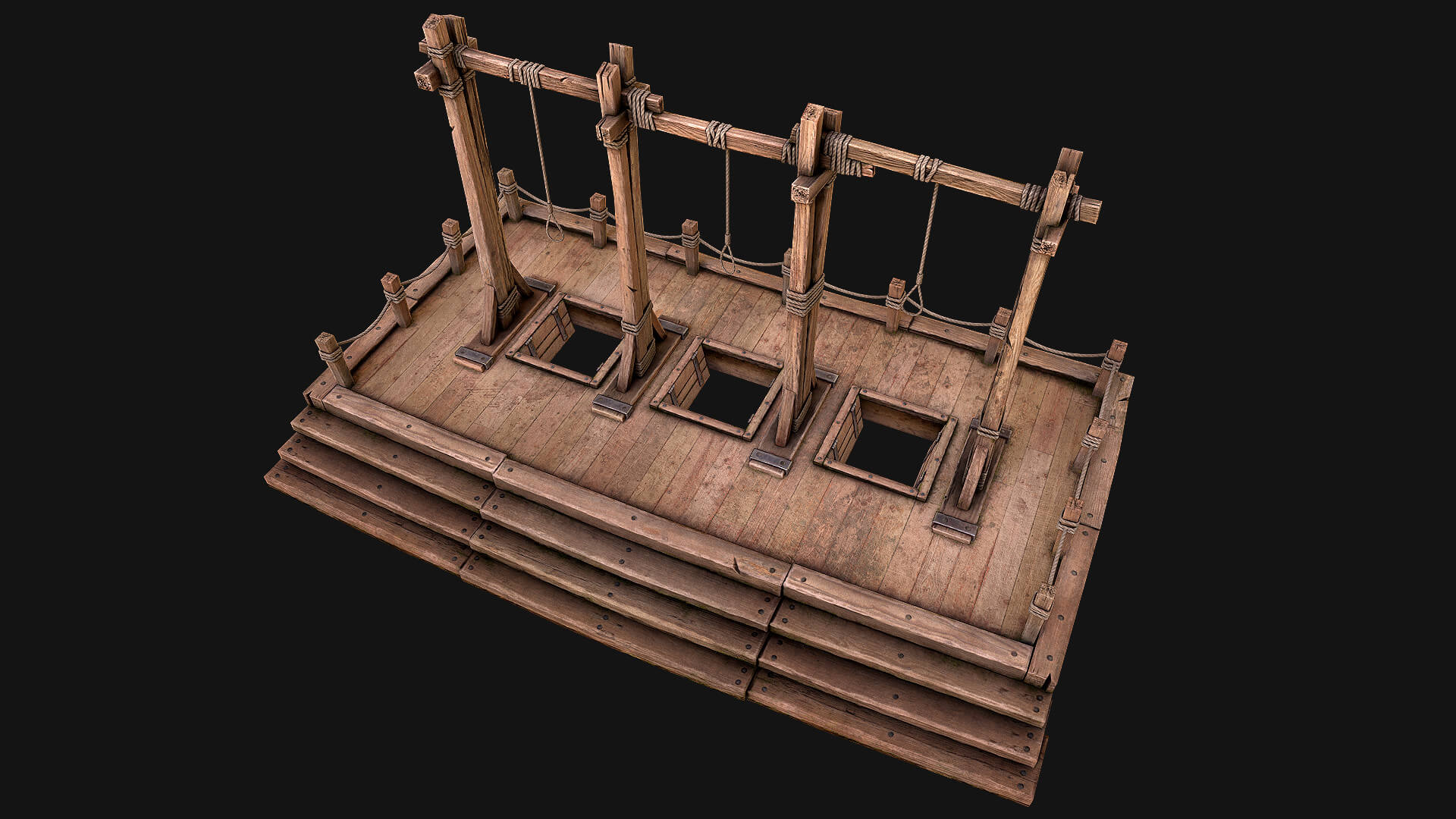Medieval Gallows Podium Torture - 3D Model by Dereza