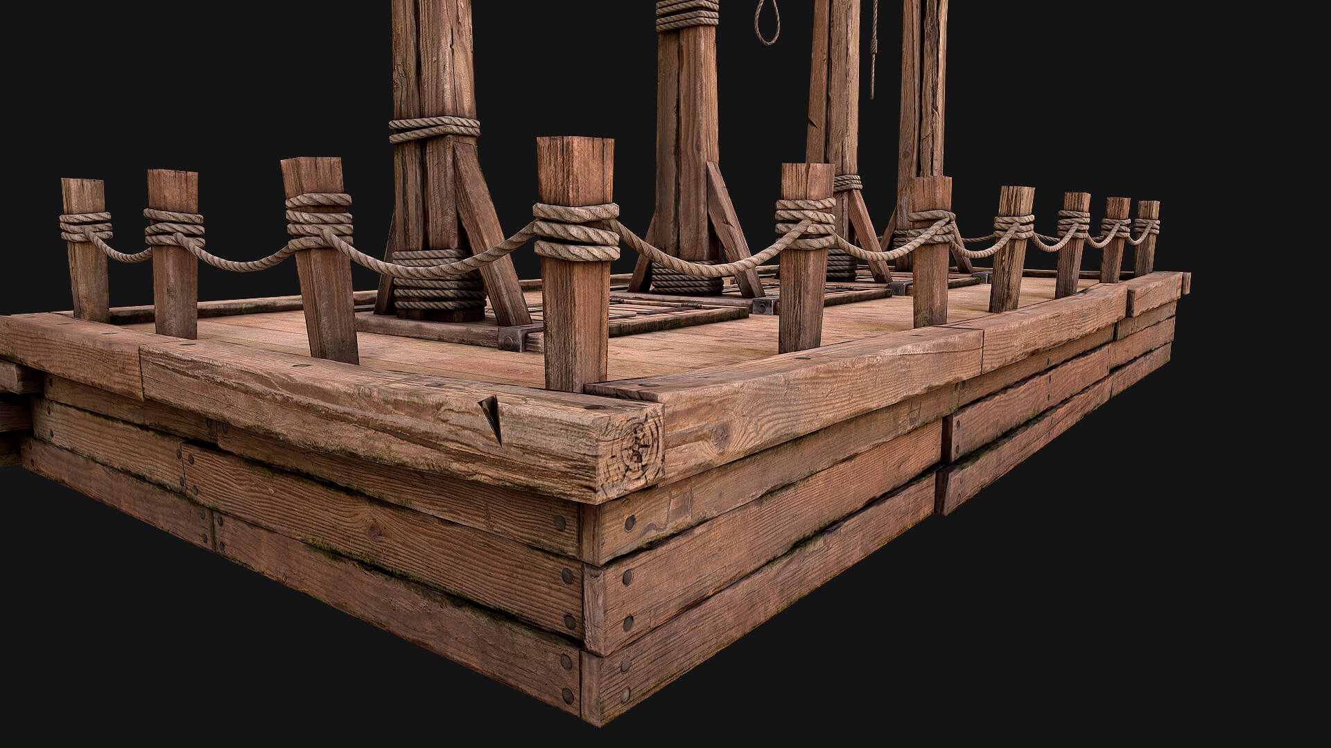 Medieval Gallows Podium Torture - 3D Model by Dereza