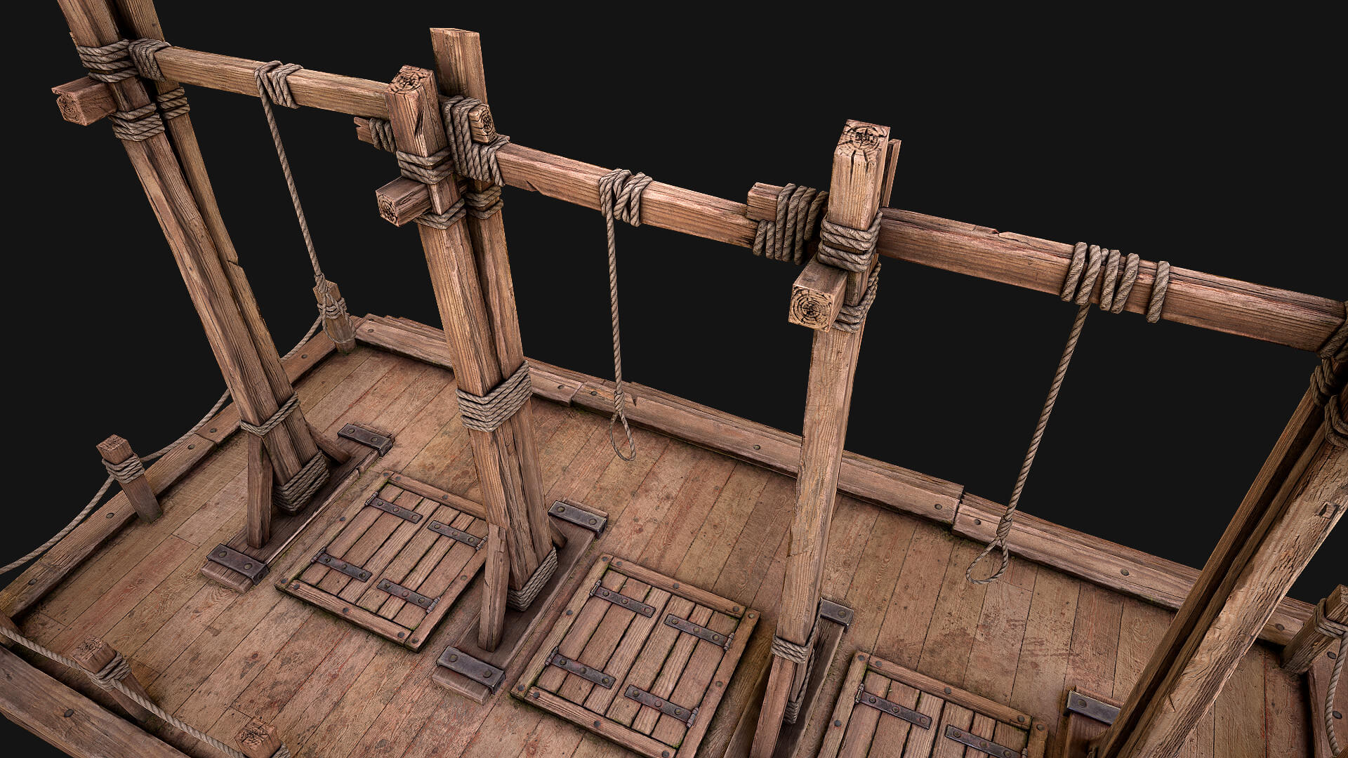 Medieval Gallows Podium Torture - 3D Model by Dereza