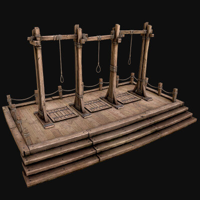 Medieval Gallows Podium Torture - 3D Model by Dereza