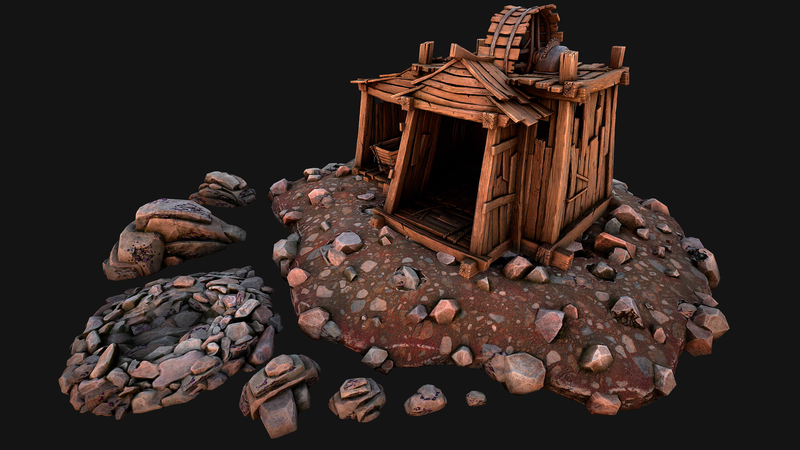 Medieval Gemstone Mineral Ore Mine - 3D Model by Dereza