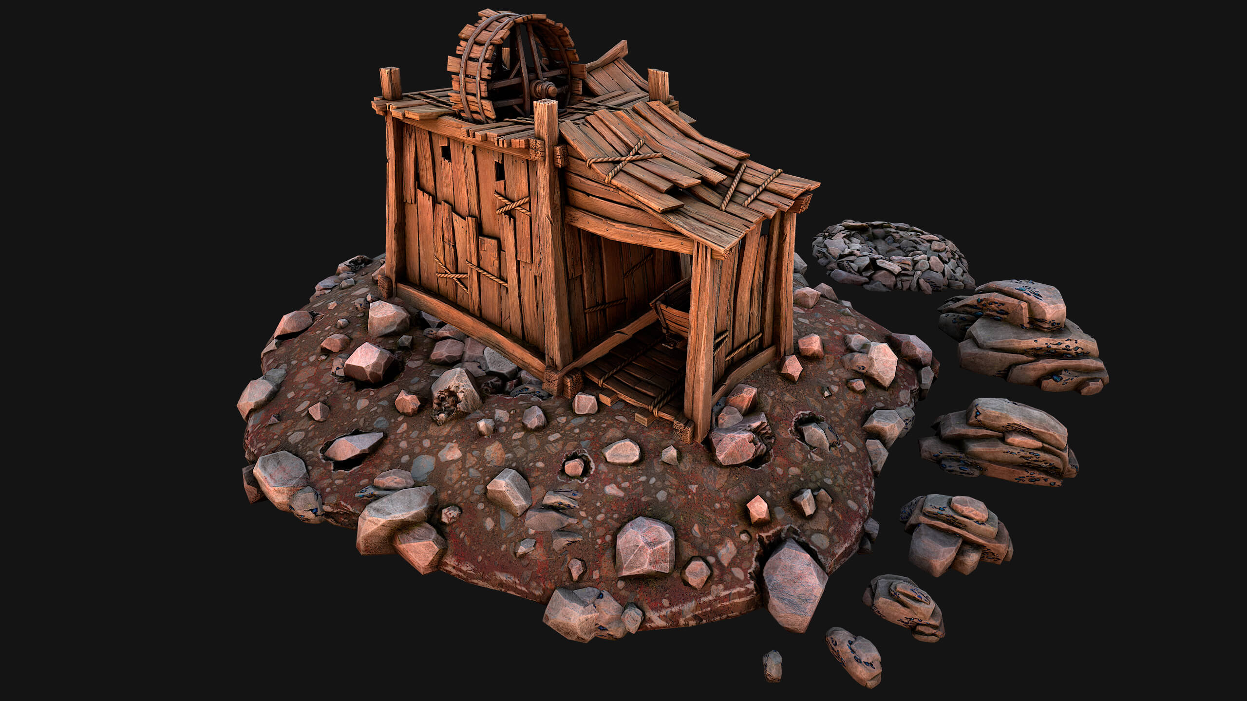Medieval Gemstone Mineral Ore Mine - 3D Model by Dereza