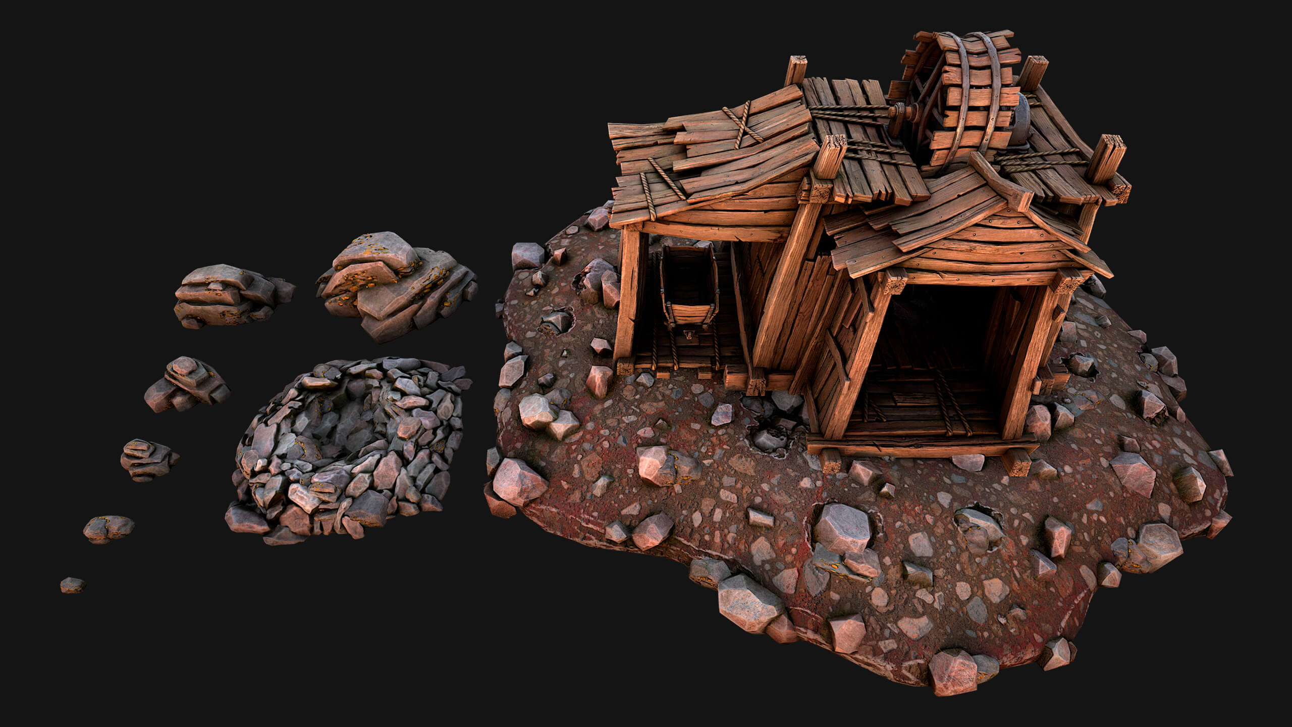 Medieval Gold Ore Mine - 3D Model by Dereza