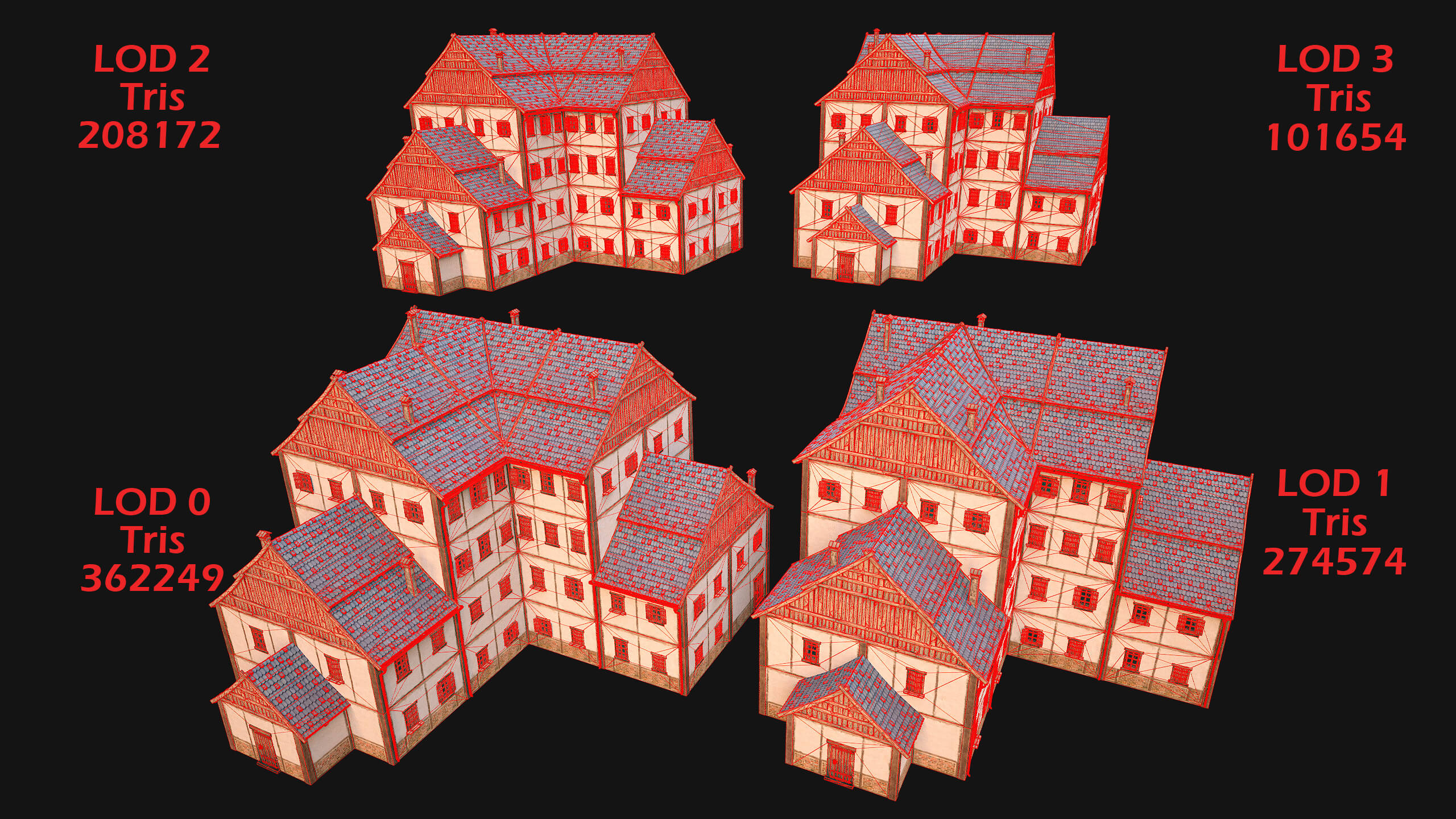 Medieval High Rise House 4 Floors - 3D Model by Dereza