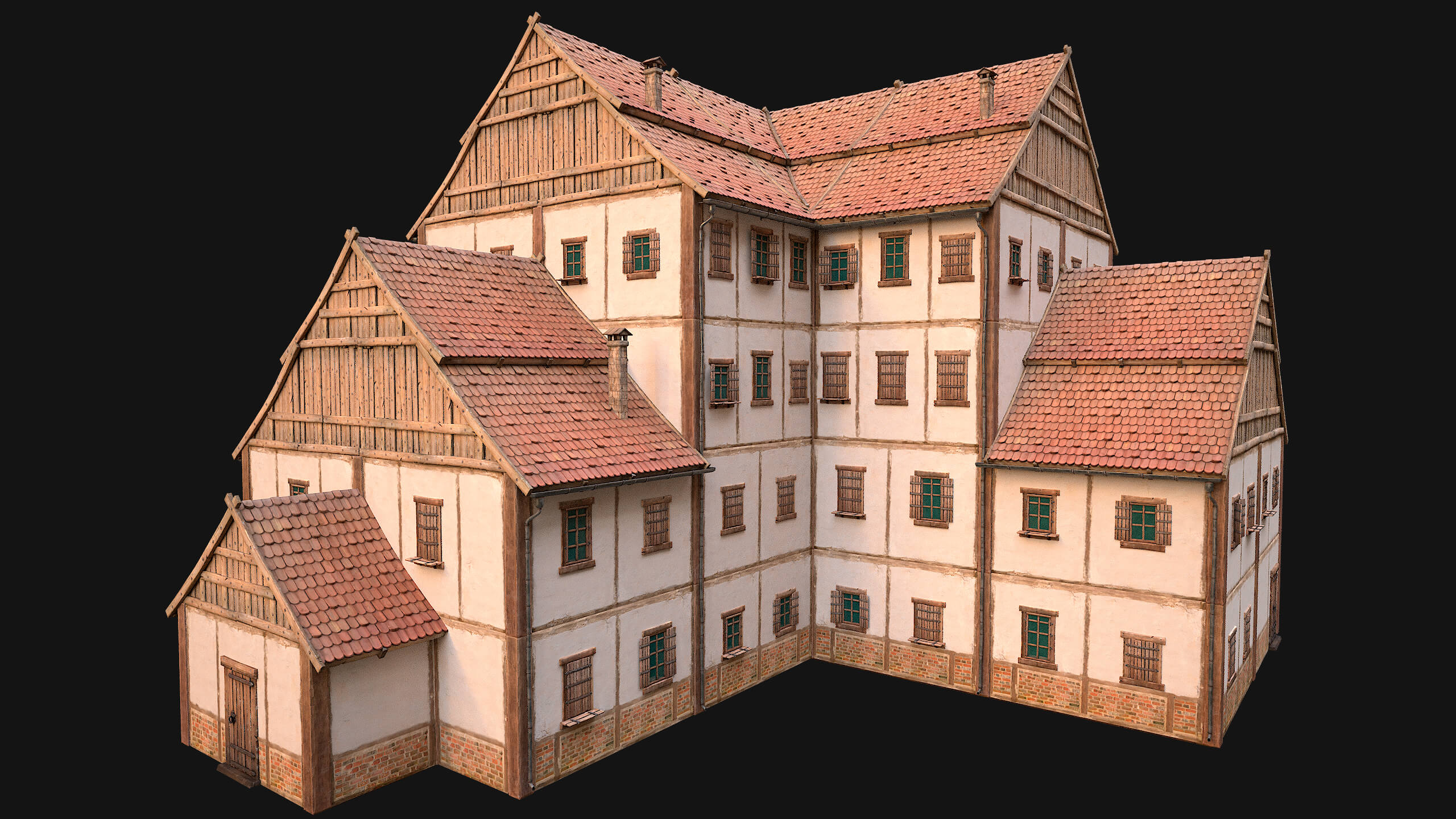 Medieval High Rise House 4 Floors - 3D Model by Dereza
