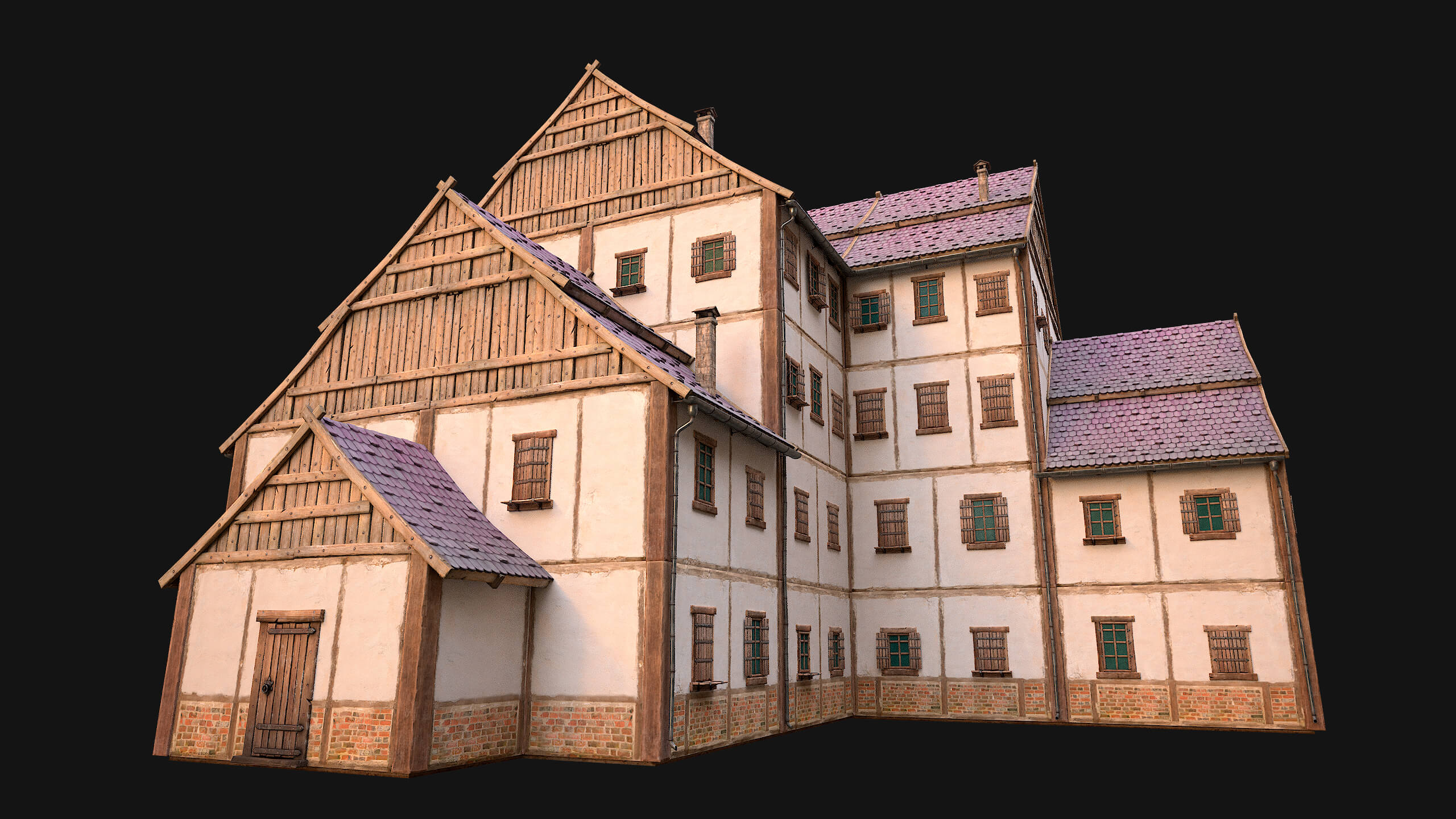 Medieval High Rise House 4 Floors - 3D Model by Dereza