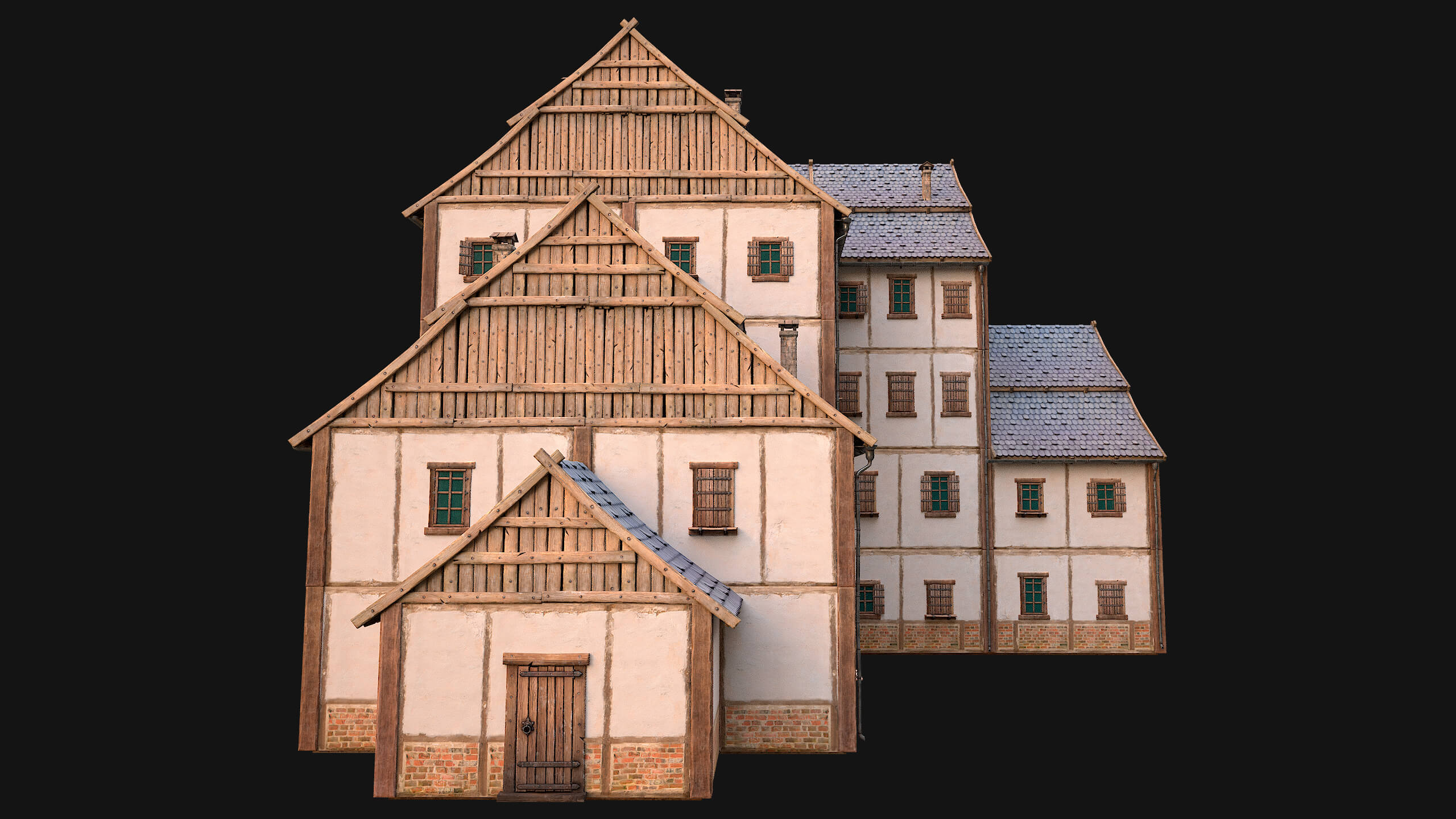 Medieval High Rise House 4 Floors - 3D Model by Dereza