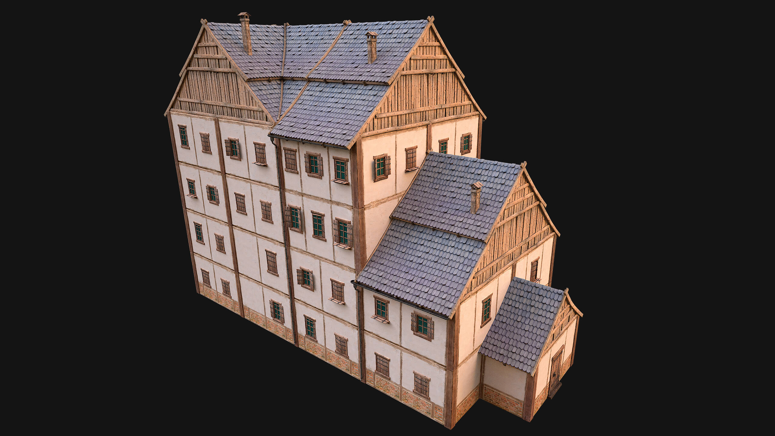 Medieval High Rise House 4 Floors - 3D Model by Dereza