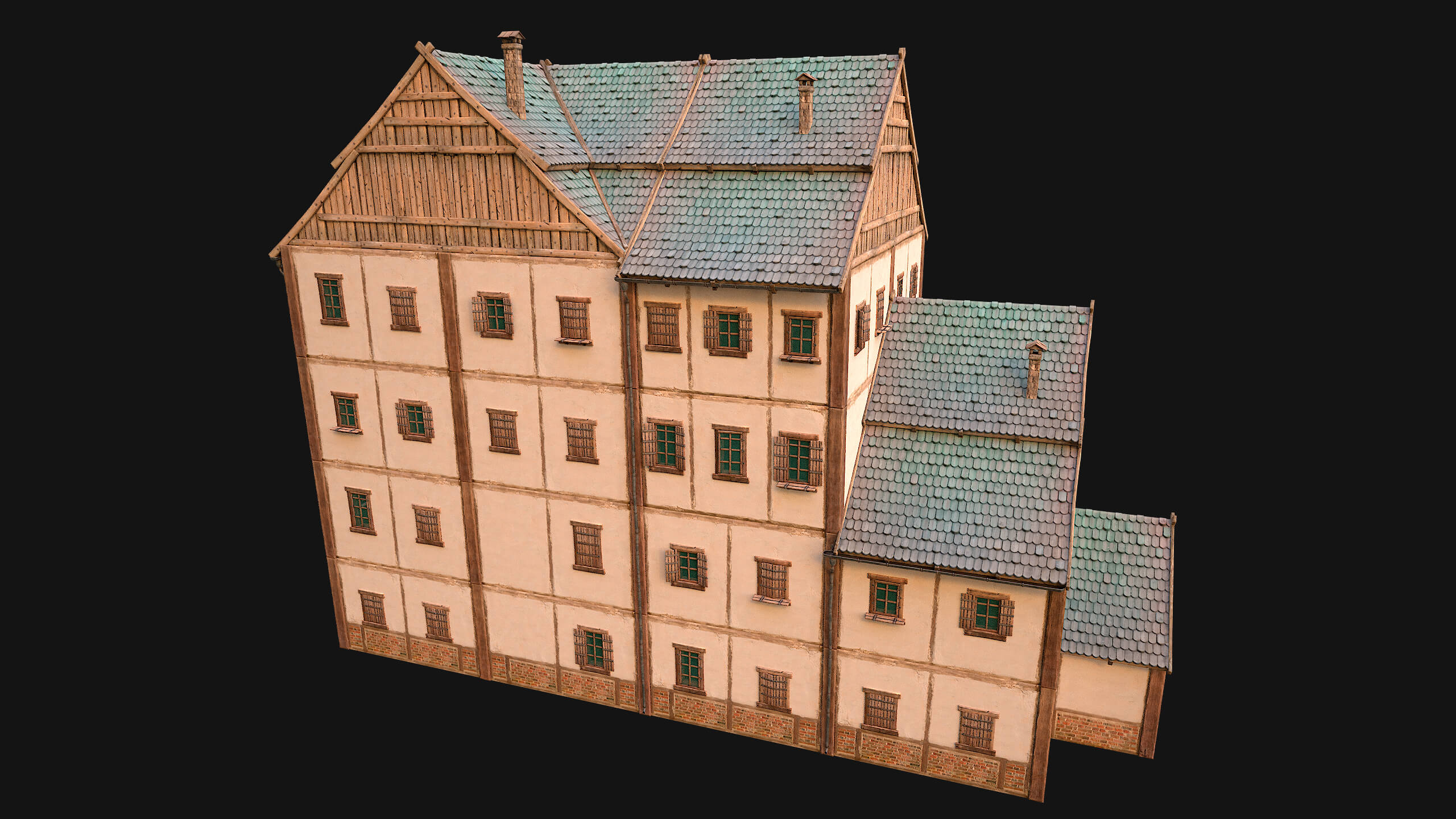 Medieval High Rise House 4 Floors - 3D Model by Dereza
